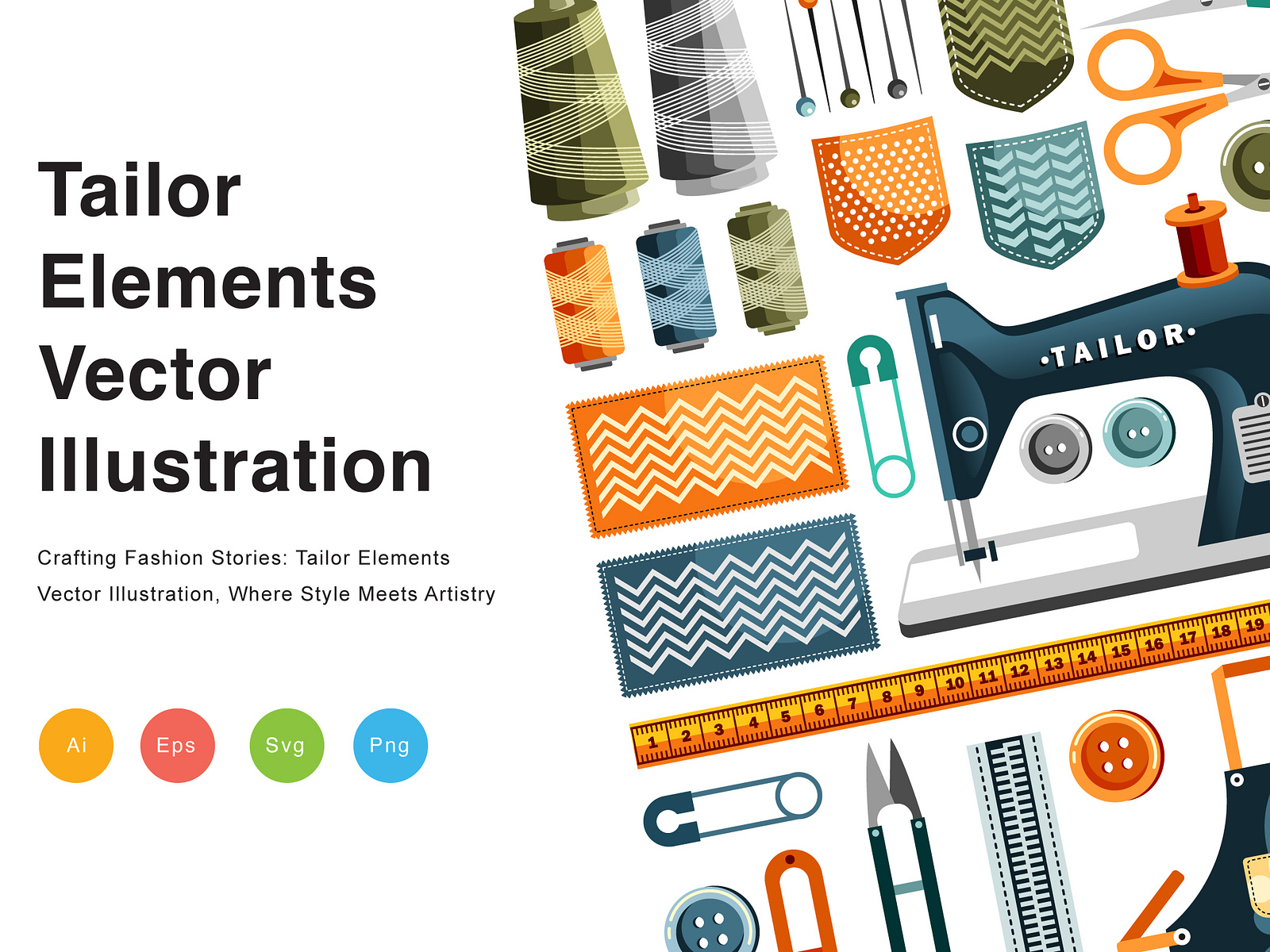 Tailor Elements Vector Illustration by ianmikraz on Dribbble