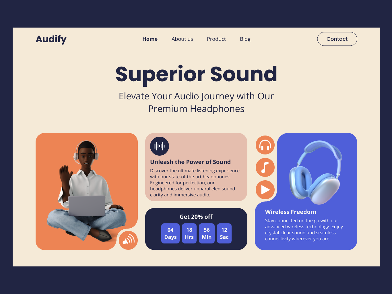 Audify - Premium Headphones Landing Page by Hamdy Emad on Dribbble