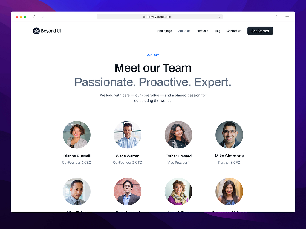 Our team page UI by Beyond UI on Dribbble