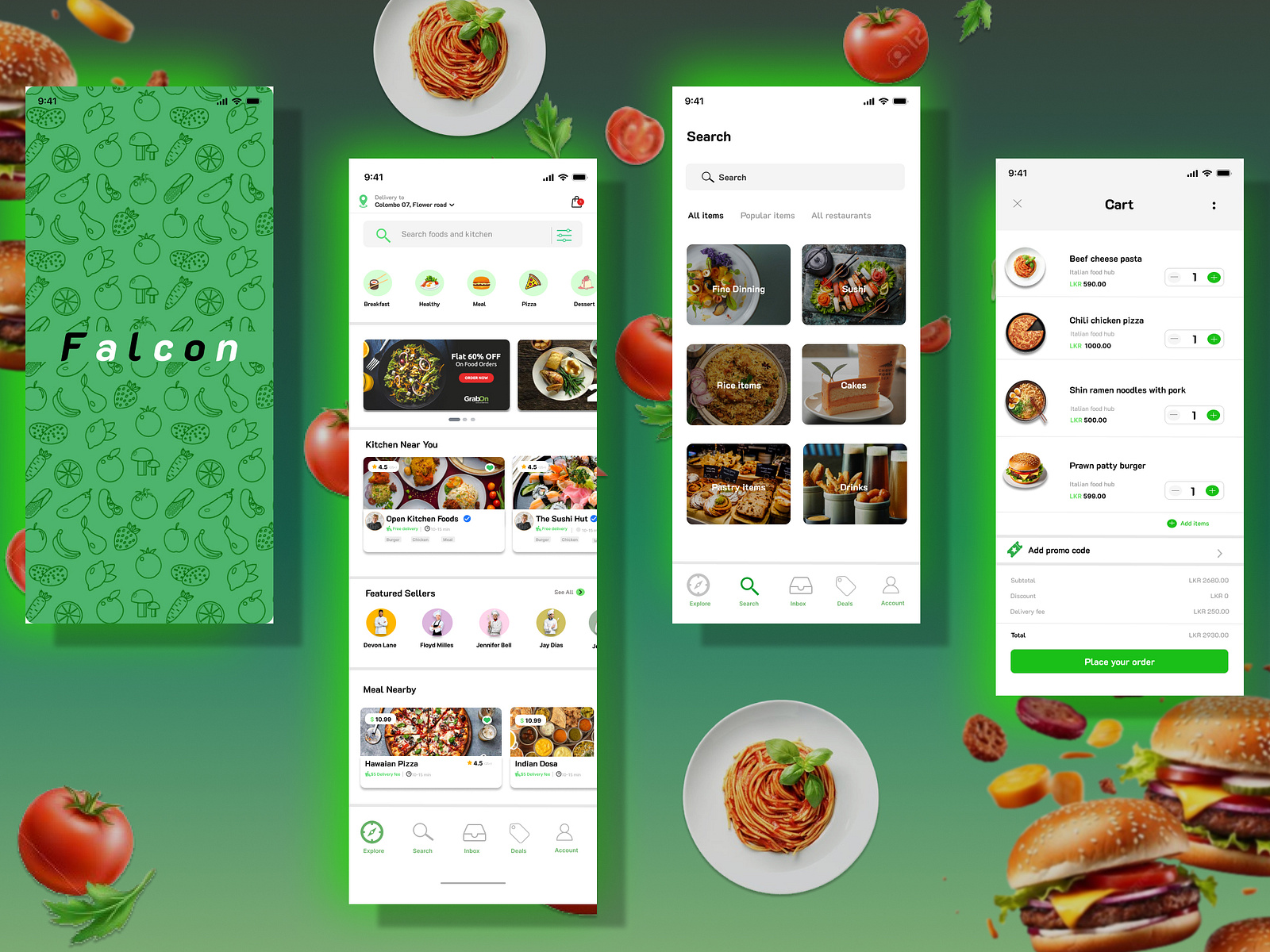 "FALCON" Food Ordering Application UI Designs by Hiruni Maleesha on ...