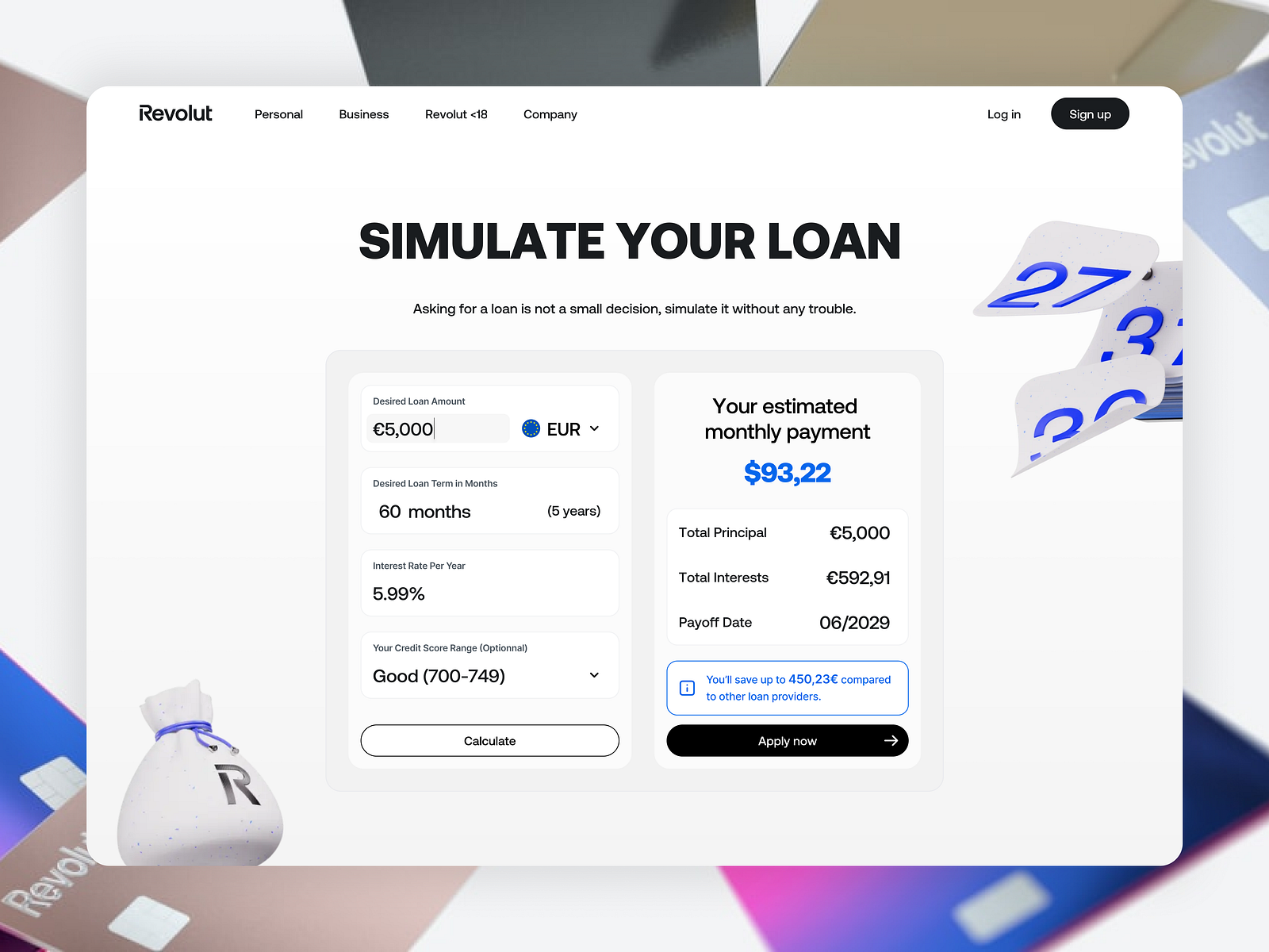 Revolut · Loan Simulator/Calculator · Product & UX/UI · DailyUI by Paul Terrasson Duvernon on ...