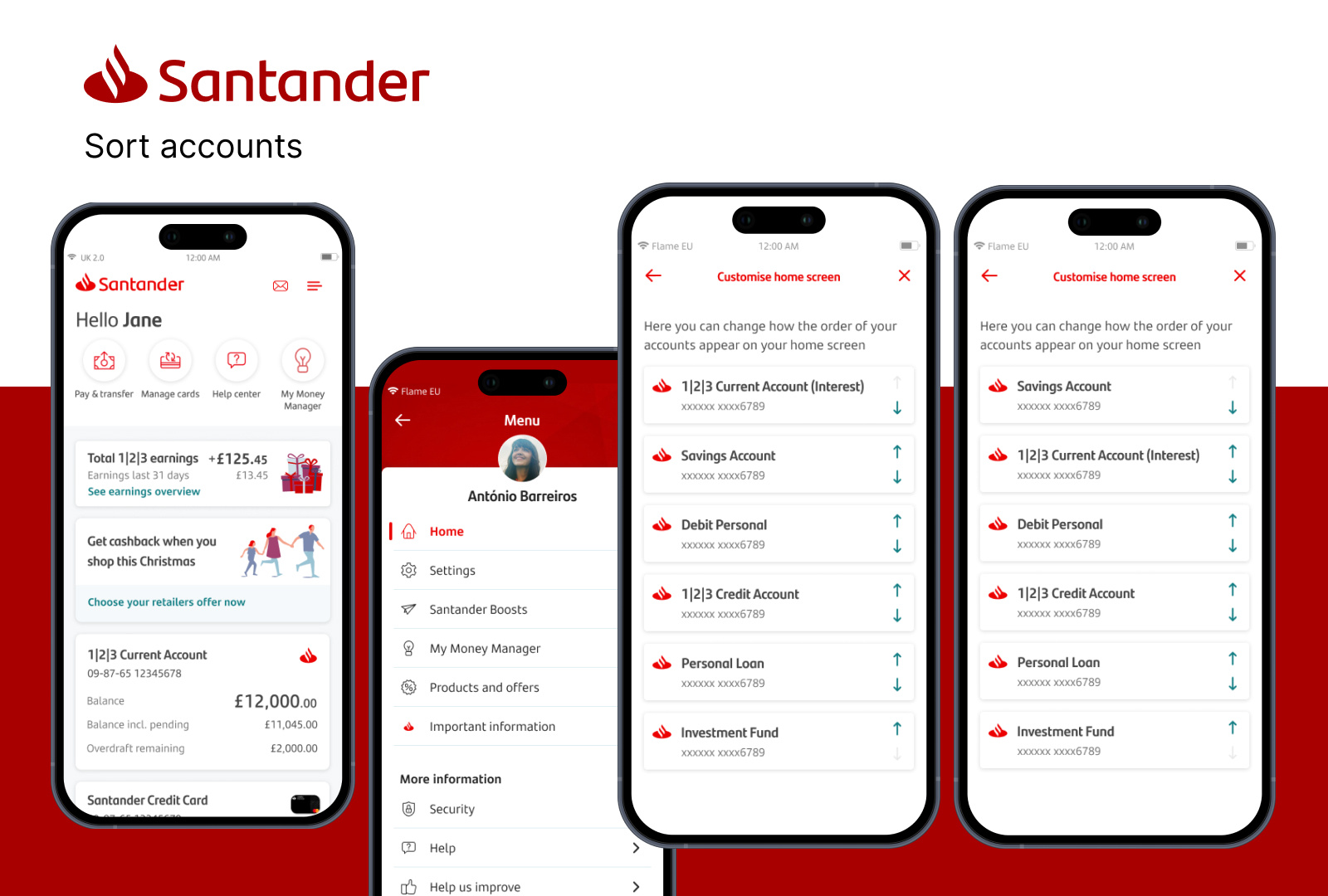 Santander sort accounts projects by Nicholas Adams on Dribbble