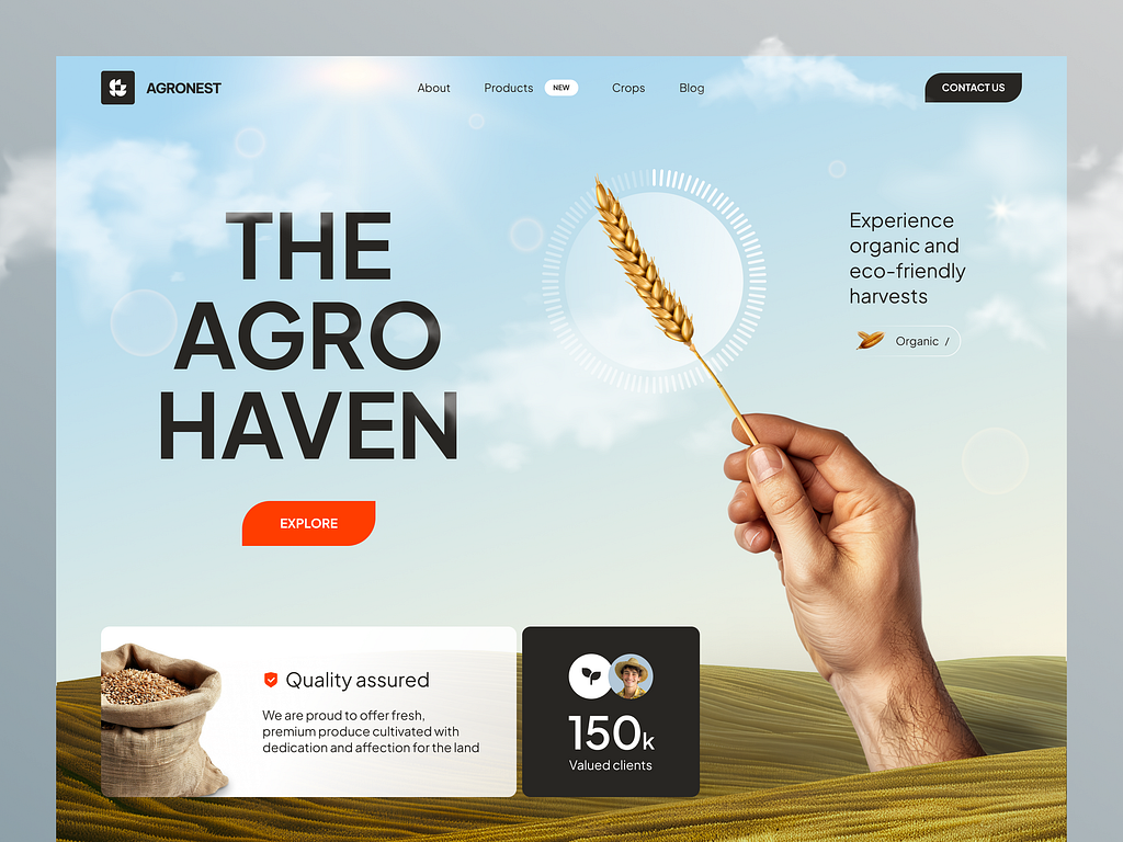 Landing Page for Agriculture Company Agronest by Halo UI/UX for HALO ...