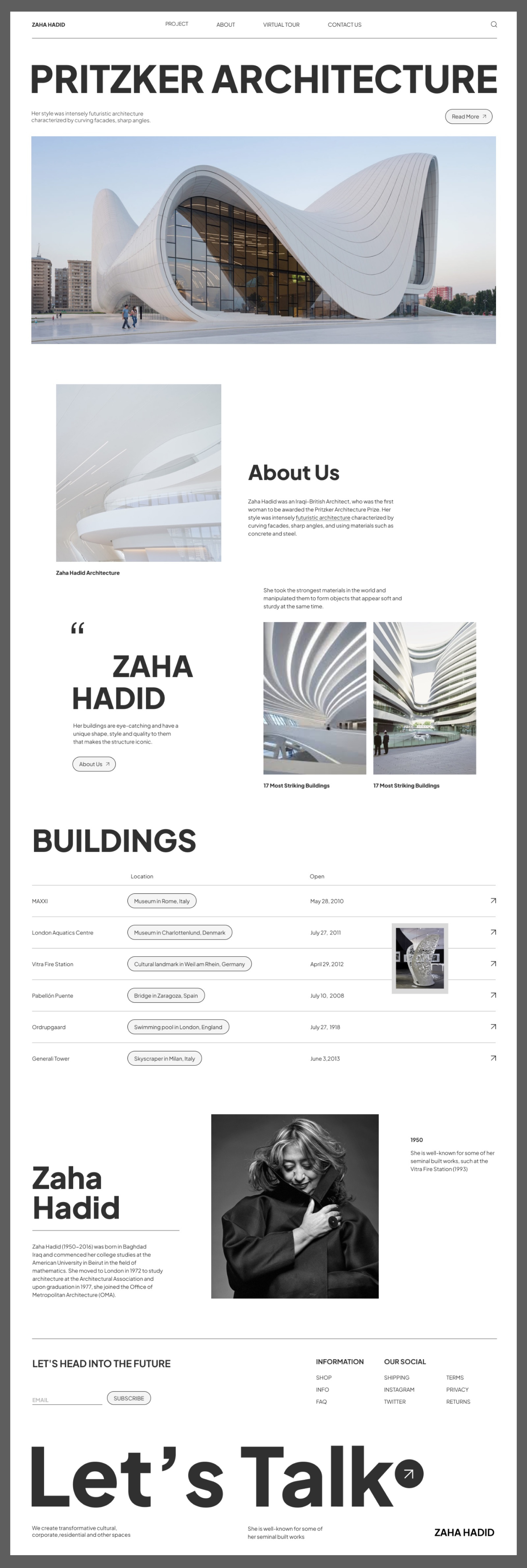 Zaha Hadid - Architecture Portfolio Minimalist Website - Home by LAIN ...