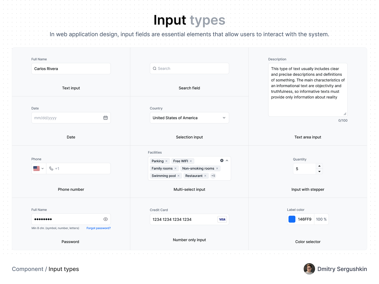 Input types by Dmitry Sergushkin on Dribbble
