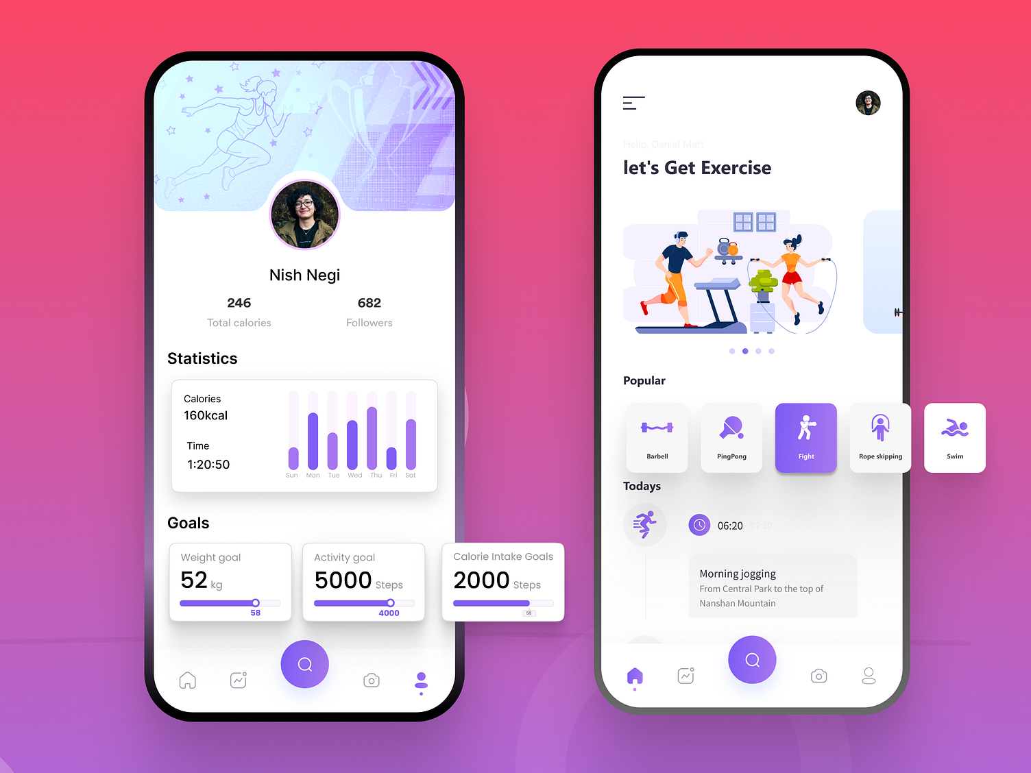Fitness Tracker App UI by Nishthika Negi on Dribbble