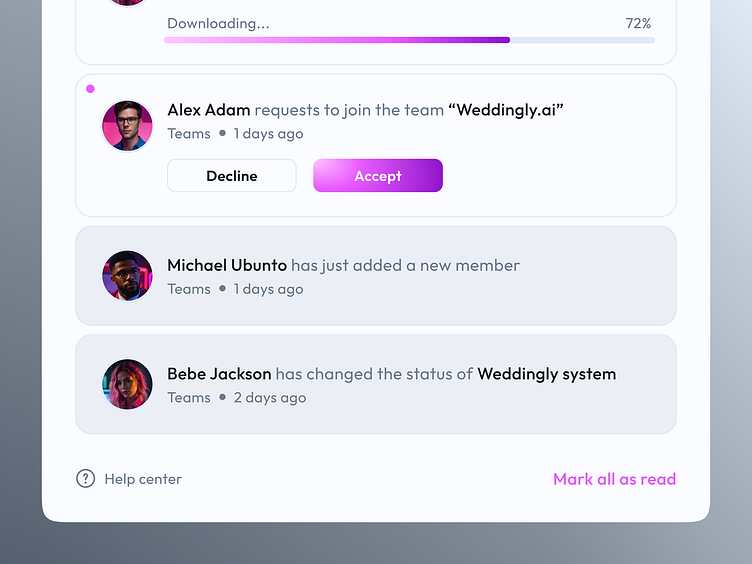 Notification component by Mehran Malekpour on Dribbble