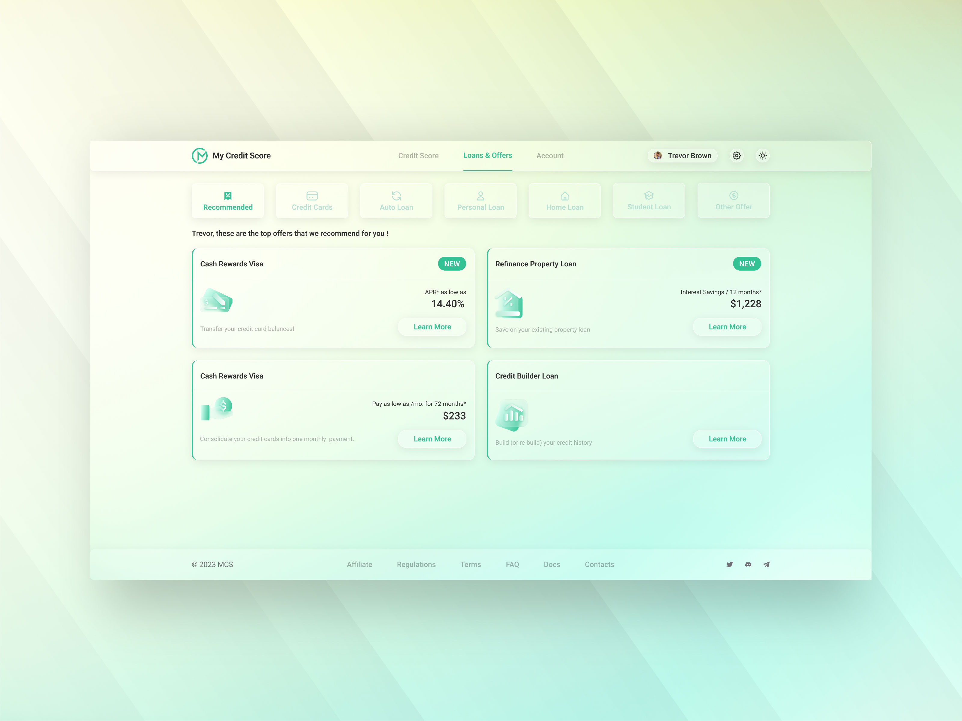 My Credit Score - UI UX Design for Financial Dashboard by Extej UI UX ...