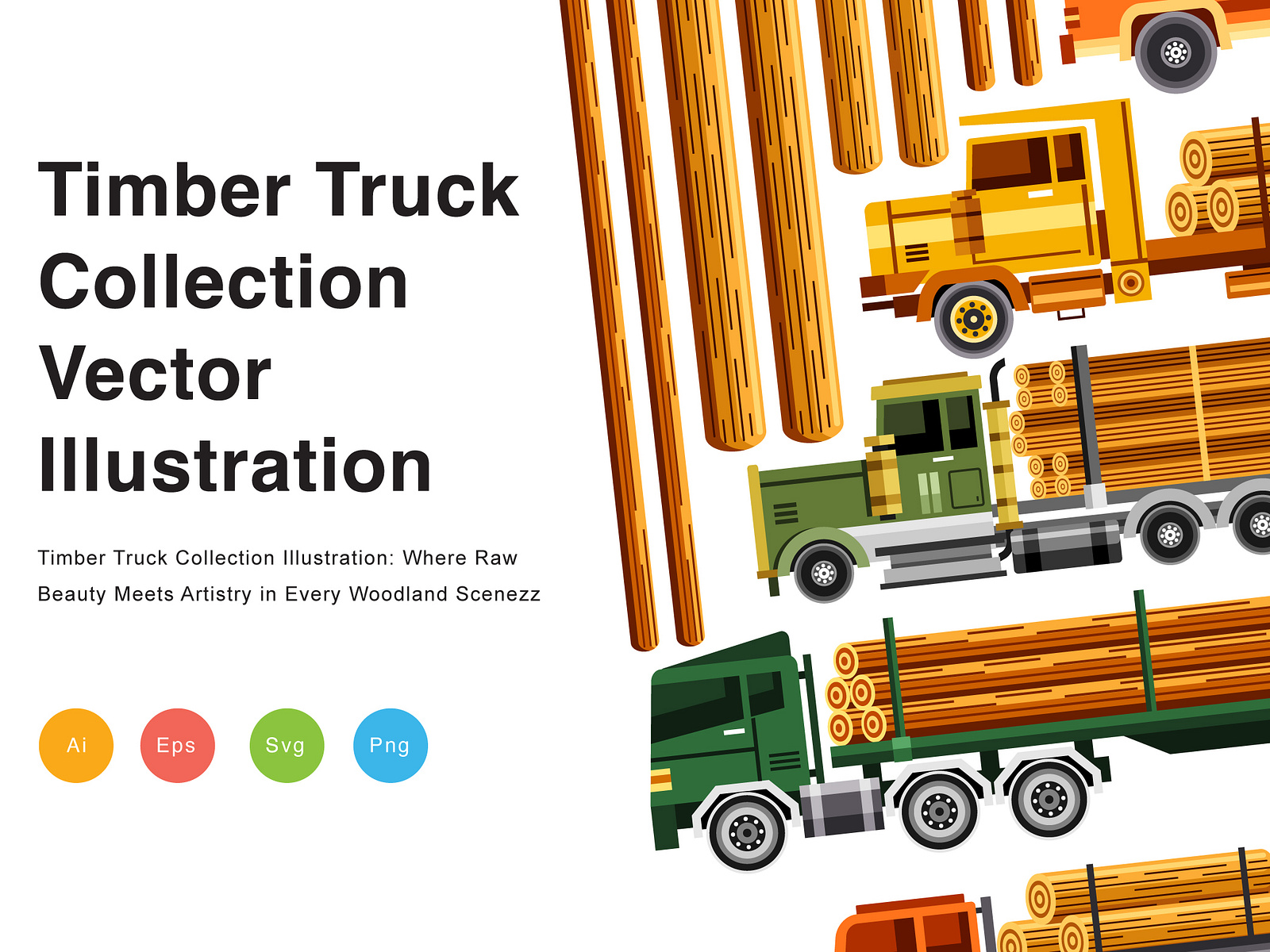 Timber Truck Collection Illustration by ianmikraz on Dribbble