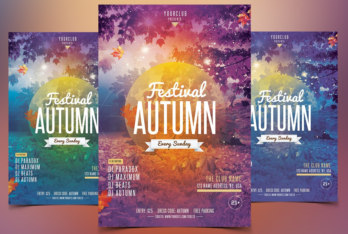 Fall Festival - Autumn PSD Flyer by Creative Font Template on Dribbble