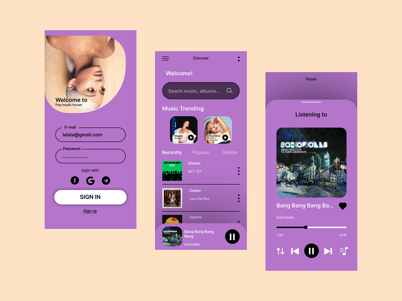 music player UI design by варя on Dribbble