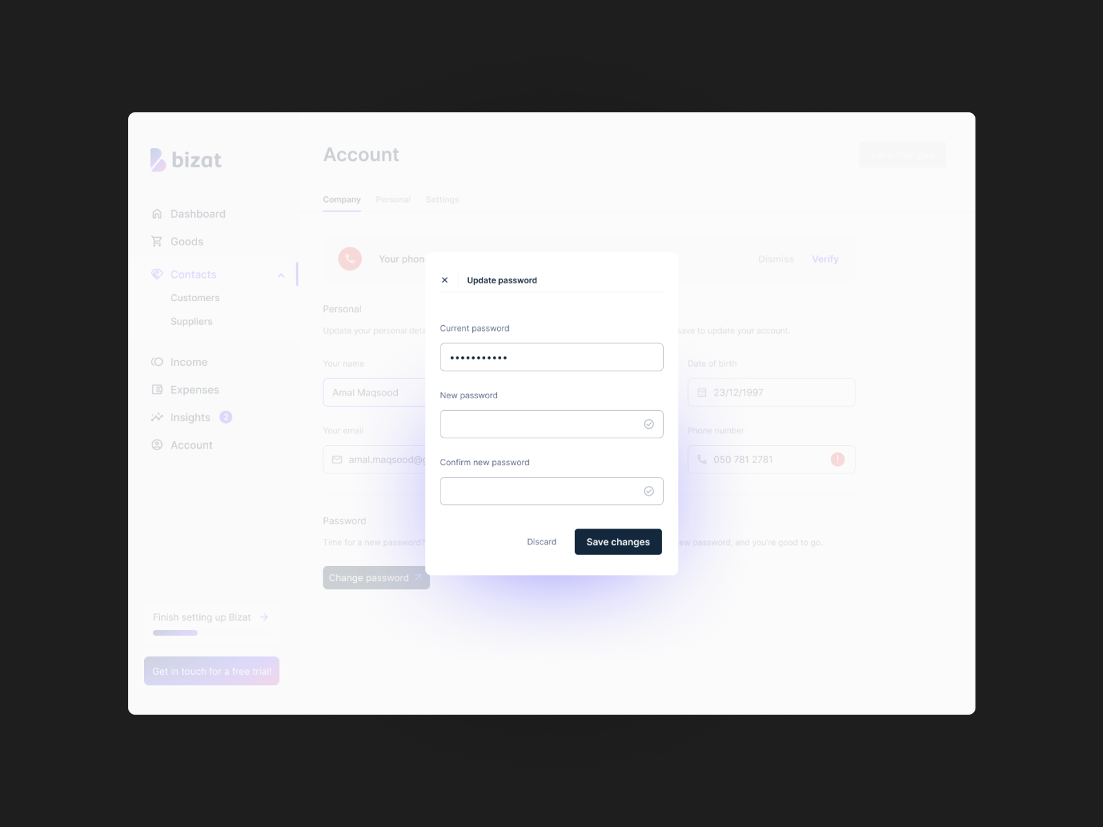 Change Password Pop-up by Shujat Areeb on Dribbble