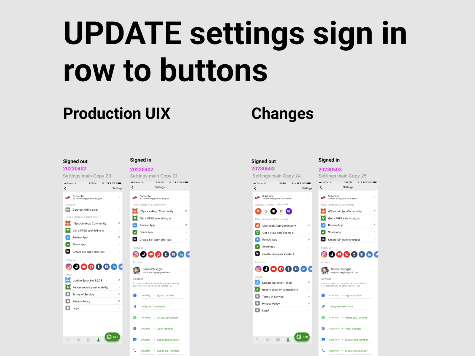 Sprocket iOS Settings Sign In Buttons Redesign by 7 for Retrographic on ...