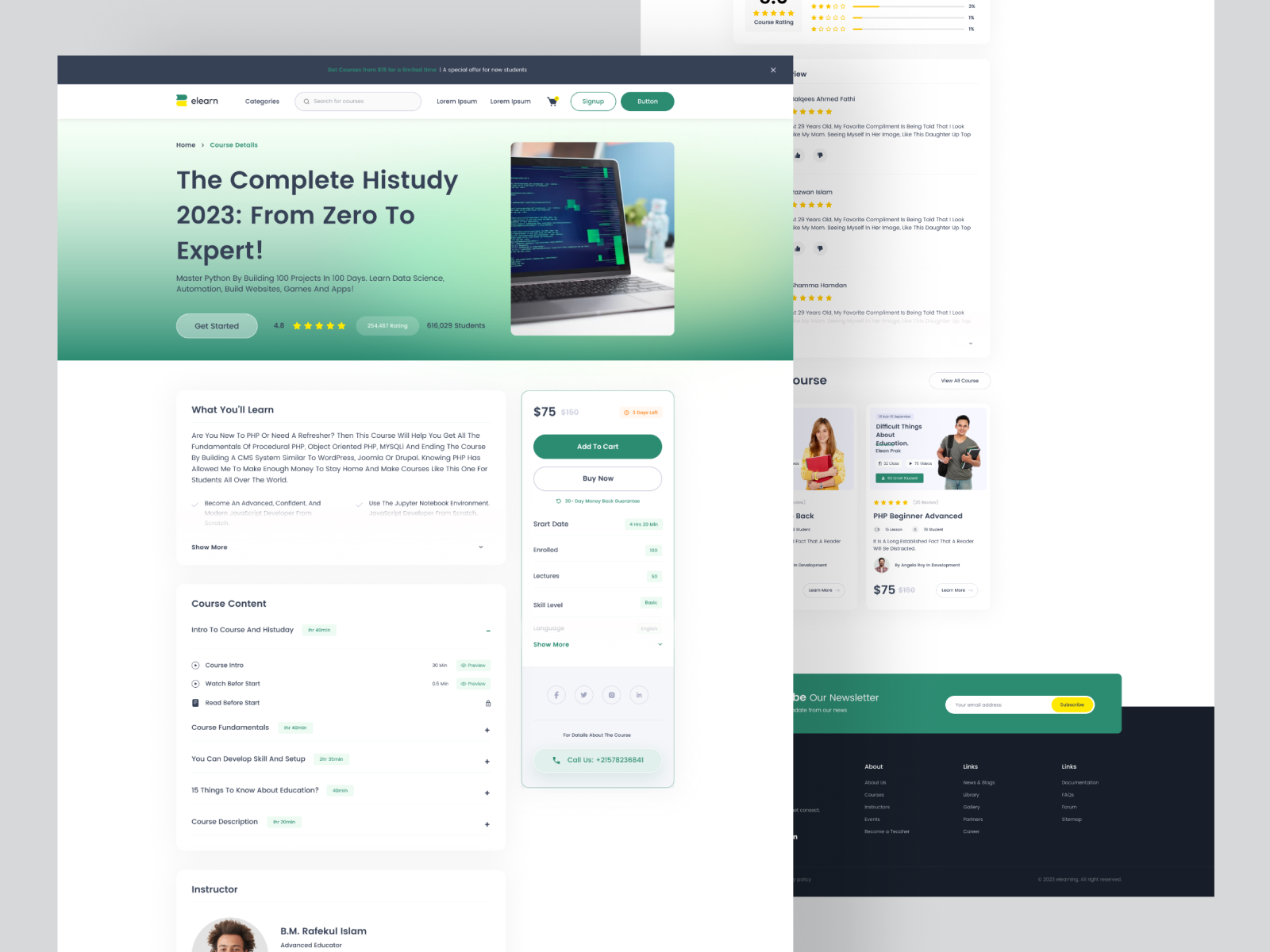 E-Learning Course Details page . by SajJad ‌ on Dribbble