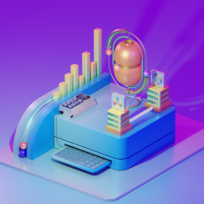 3D Data Analytics Scene by Marwa on Dribbble