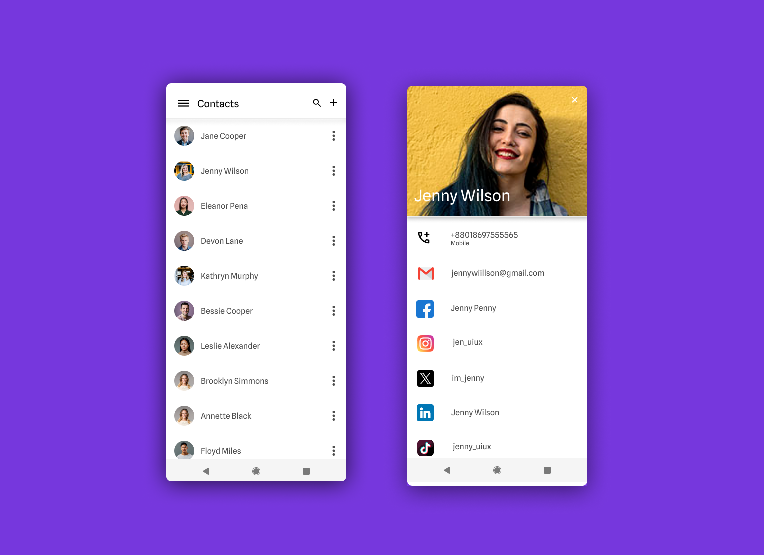 Contacts UI Design by Subrata Chandra Roy on Dribbble