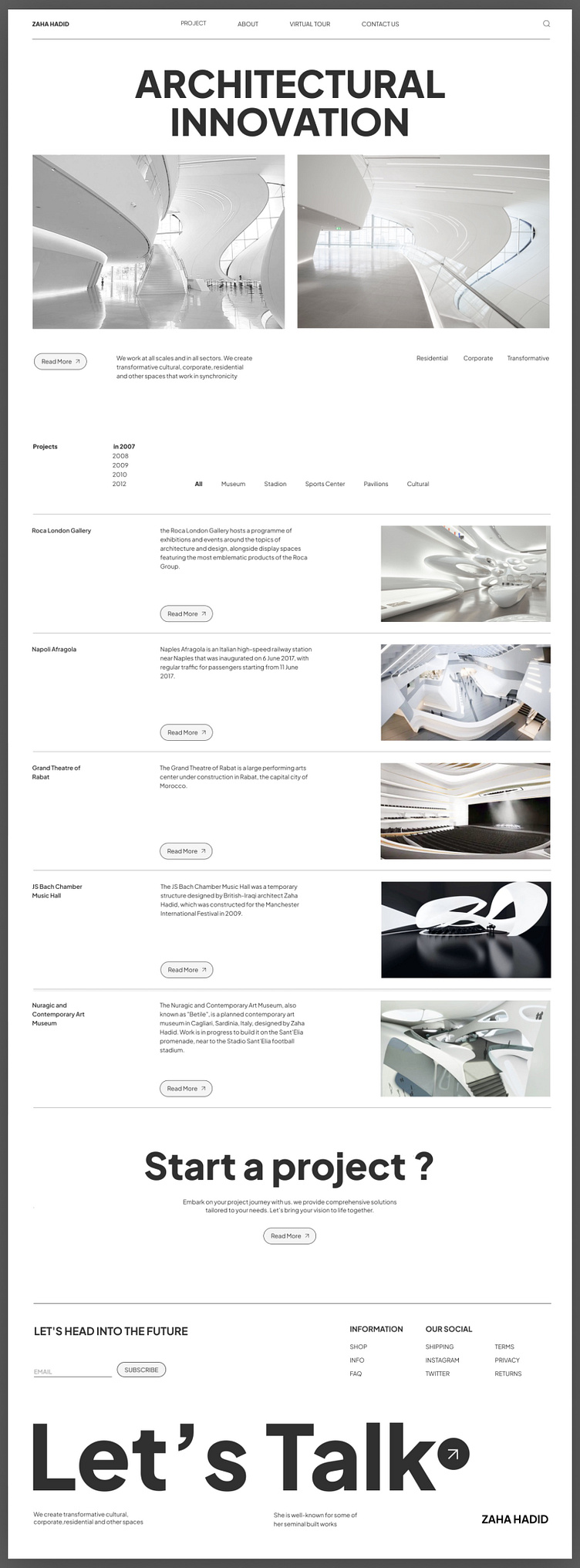 Zaha Hadid - Architecture Portfolio Minimalist Website - Project by ...