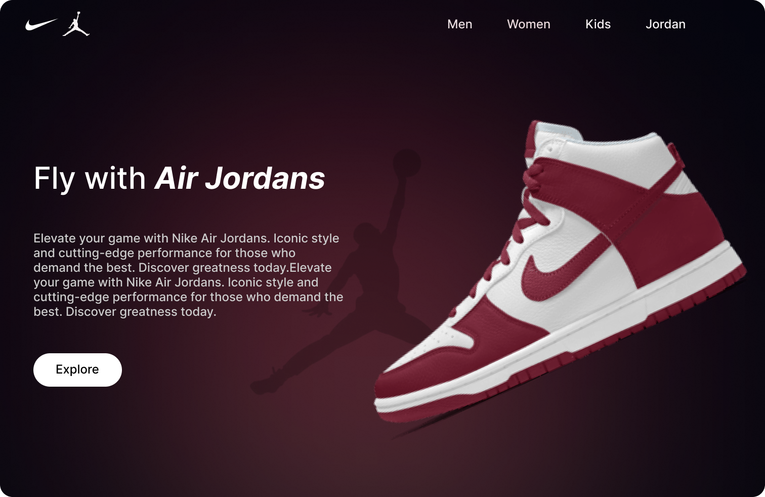 Nike Air jordan Landing UI by Mohamed Ilham on Dribbble