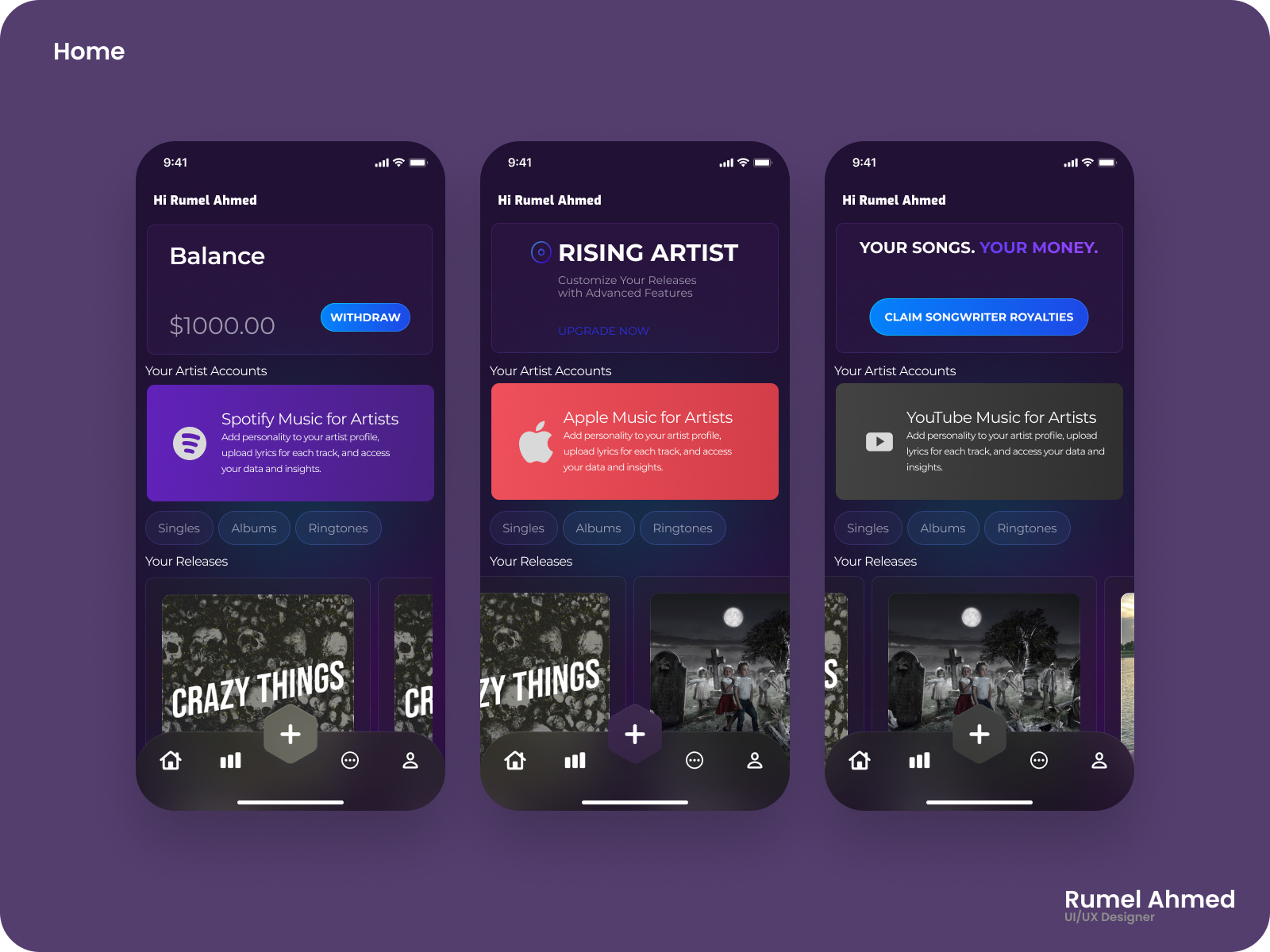 TuneCore Mobile App UI/UX Redesign Concept by Rumel Ahmed on Dribbble