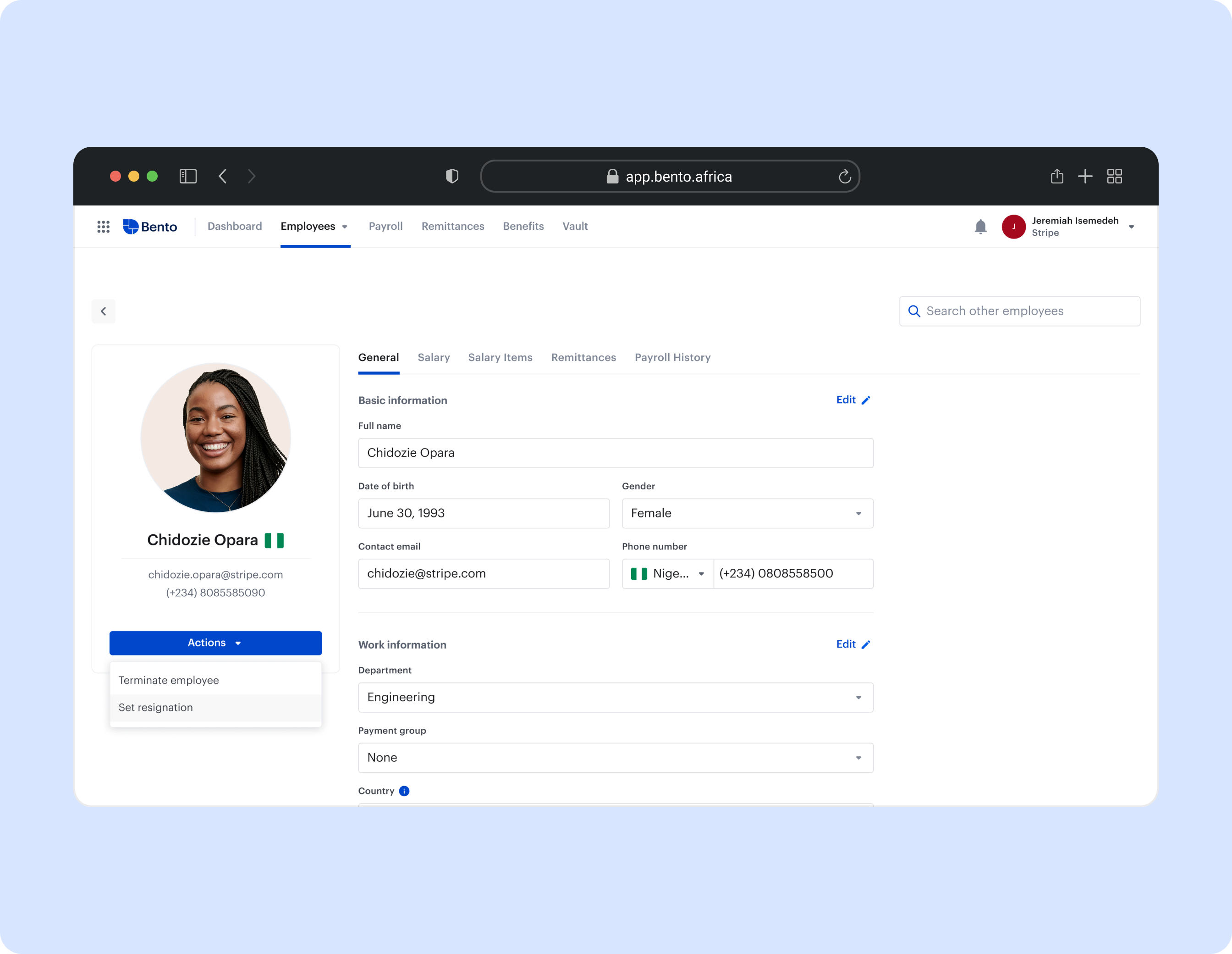 Employees' page design by Samuel Bello on Dribbble