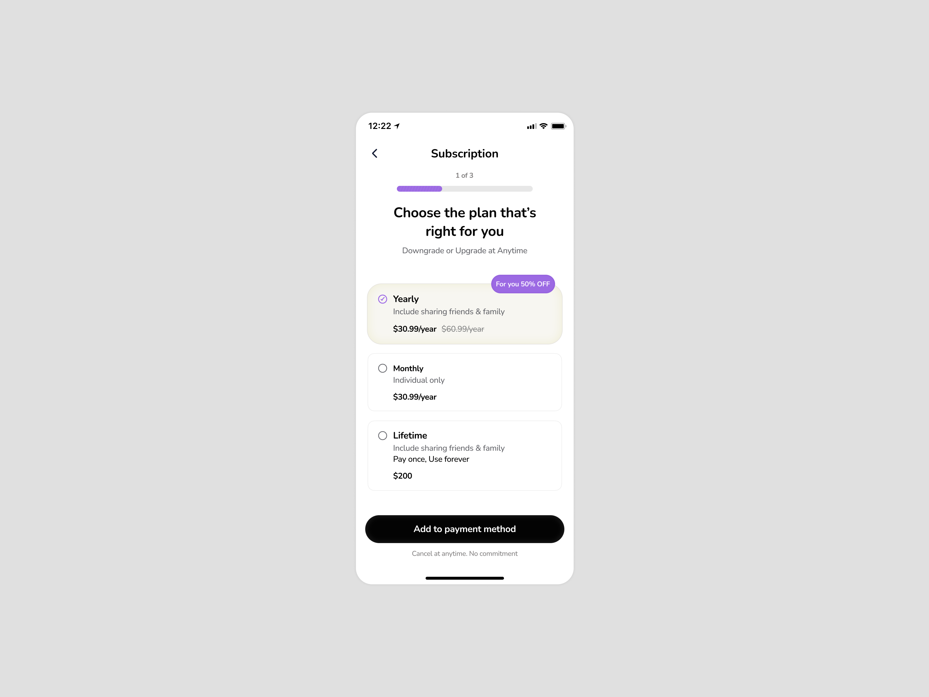 Subscription plan UI mobile app by Ahmed Tamjid on Dribbble