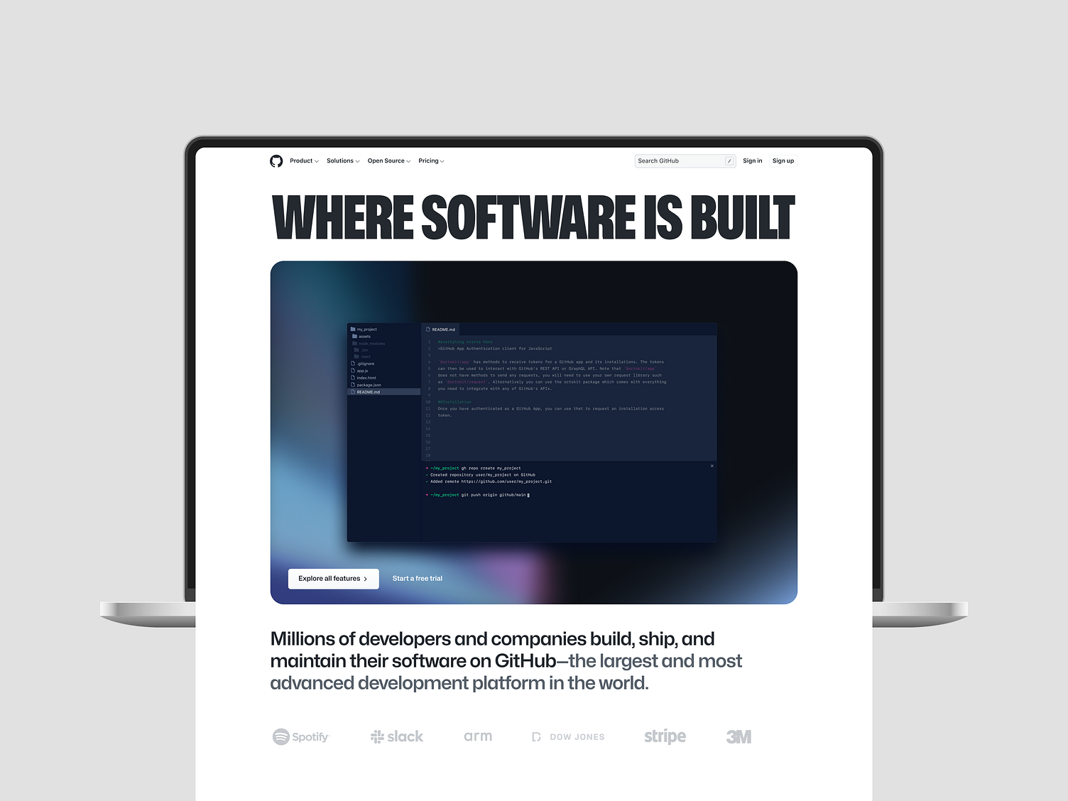 GitHub Hero concept by Nicolas Solerieu on Dribbble
