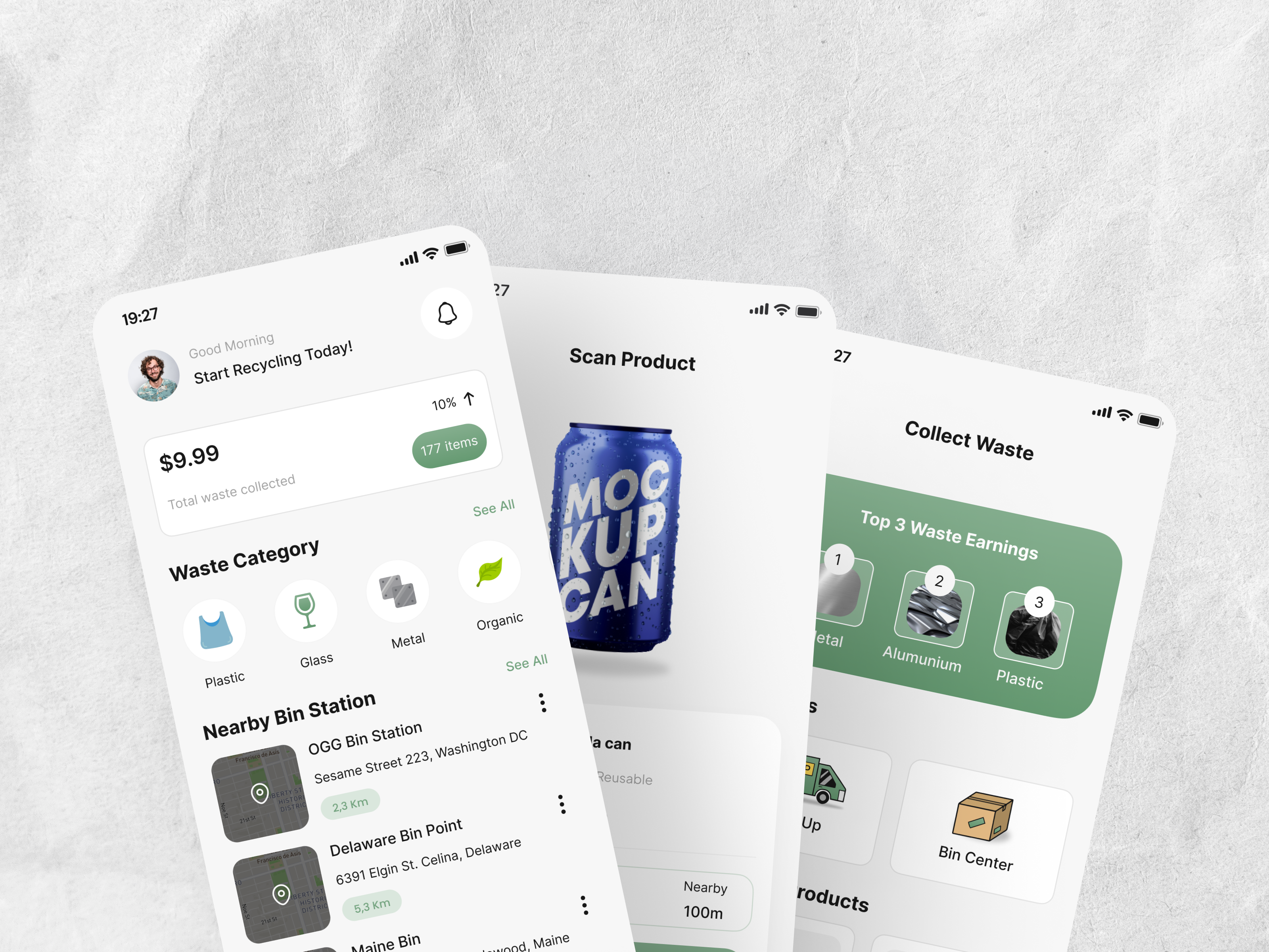 Recycle Trash App UI Kit by Siti Tirta Dinar for Enver Studio on Dribbble
