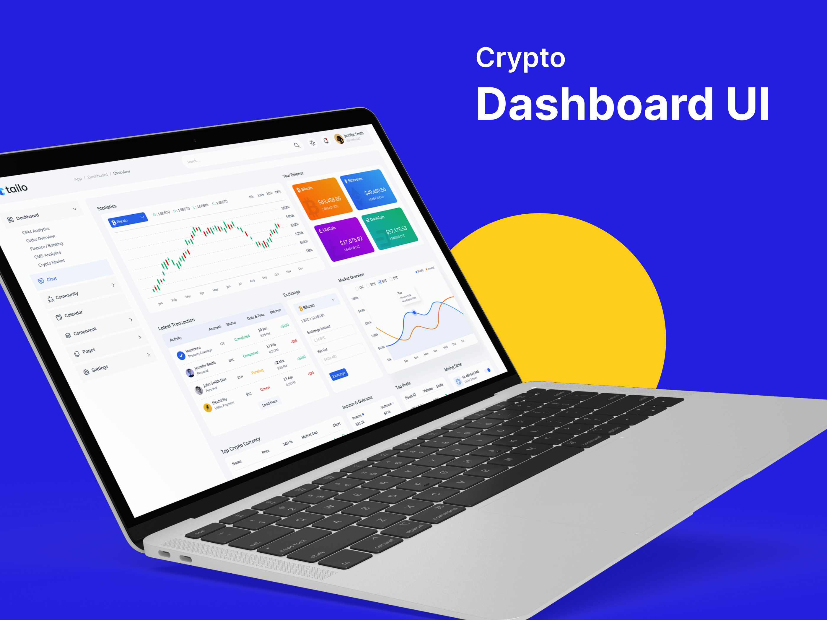Tailo Dashboard UI for CRM, Banking, and Crypto by ElectronThemes ...