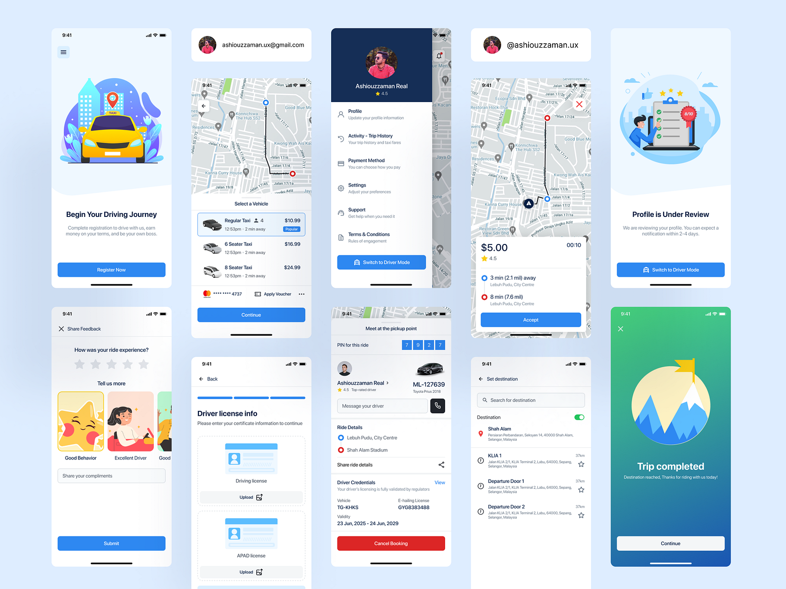 Transporter Ride-Sharing Mobile App UI Design by Ashiouzzaman Real on ...