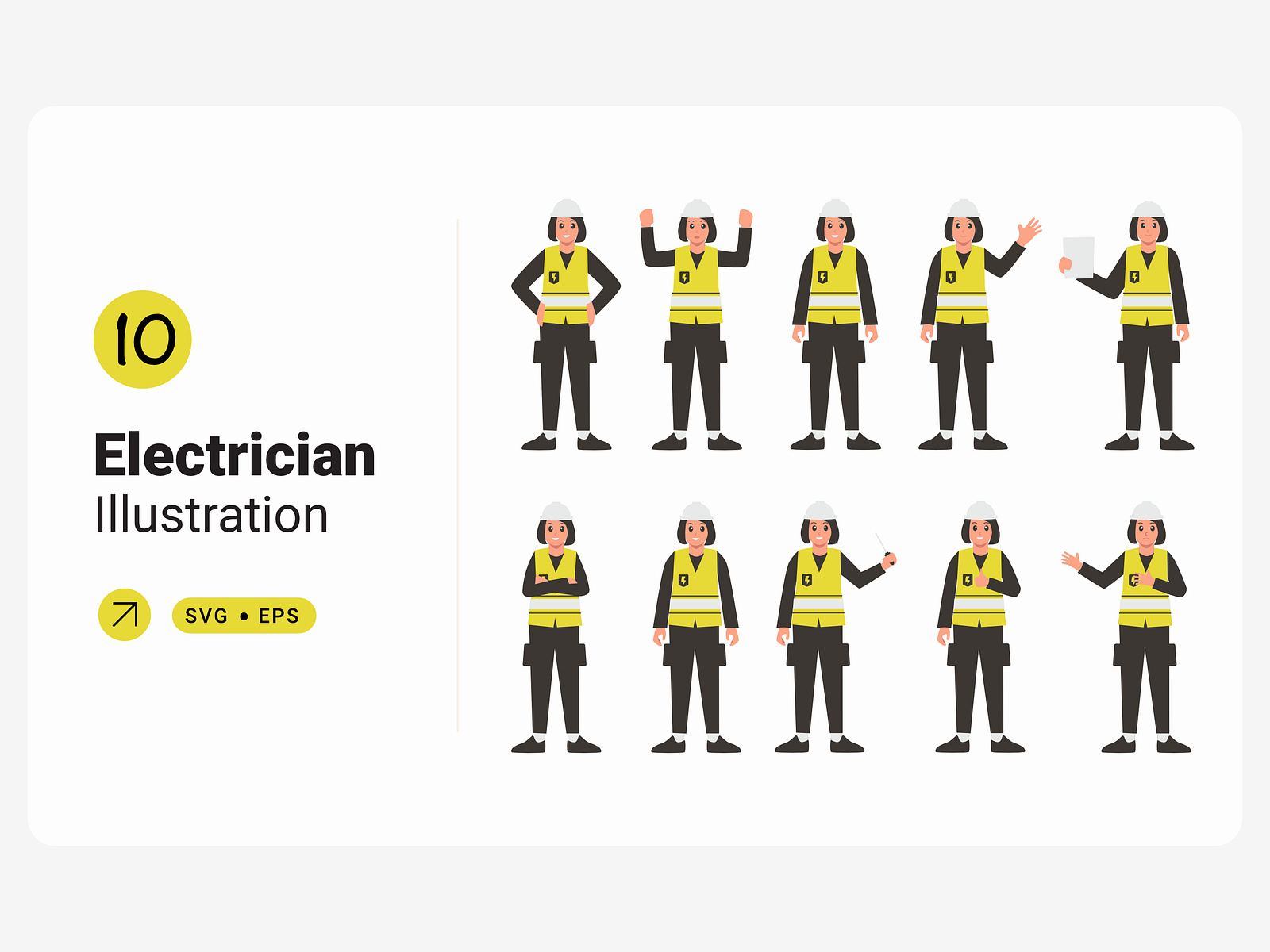 Electrician Character Flat Illustration Set by Panacreative Studio on ...