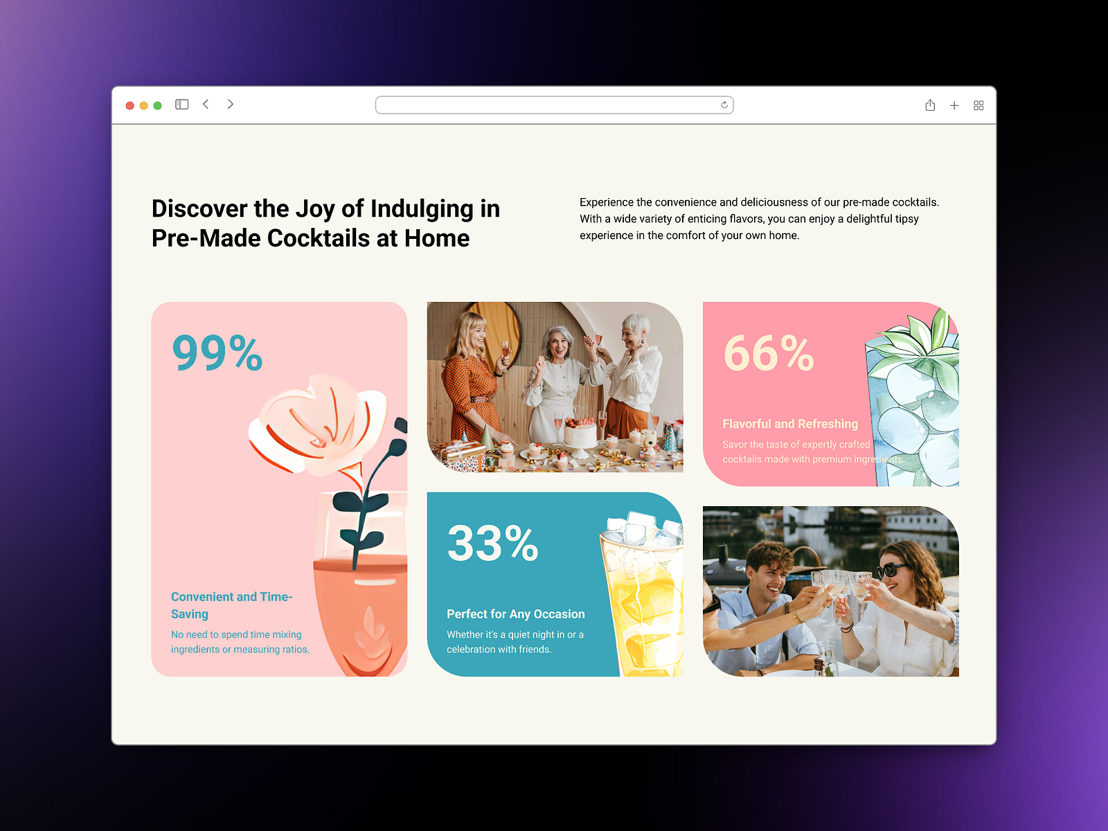 Bento Cards for Food & Drink Website by Louisa Y on Dribbble