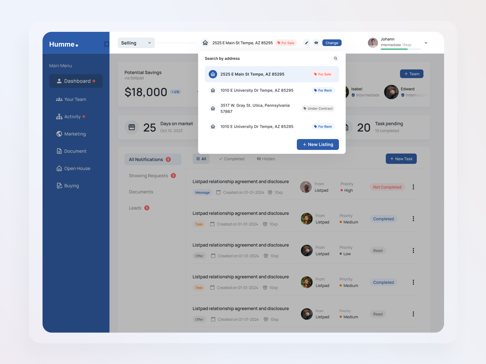 Humme - Property Sales Management Dashboard by Alfian Ramadhan for Agensip UI UX Agency on Dribbble