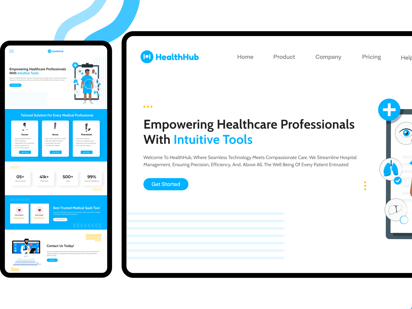 Hospital SaaS Landing Page UI for Mobile and Web by Raseen Ahmed on ...