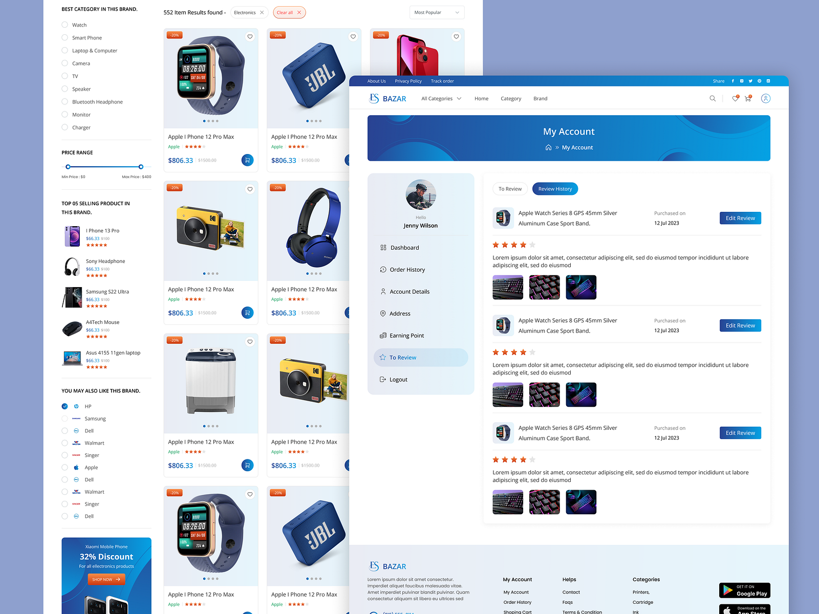 Minimal & Clean E-commerce UI/UX Design: Brand & Profile Page by Expert ...