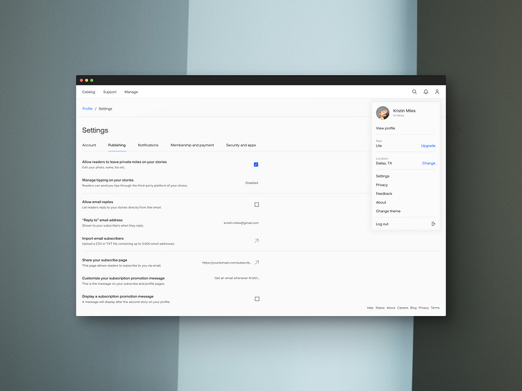 Settings interface design by Paulius Mikšta on Dribbble