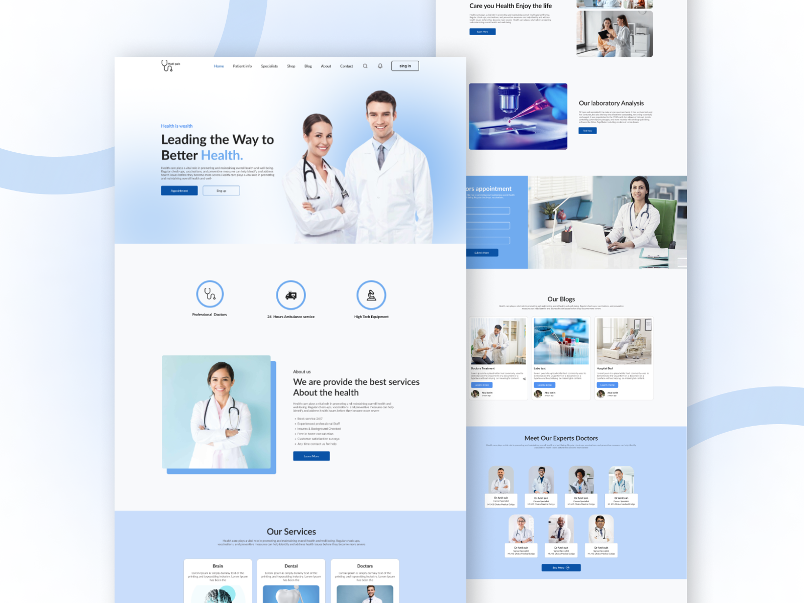 Medical website design by MD TAREK on Dribbble