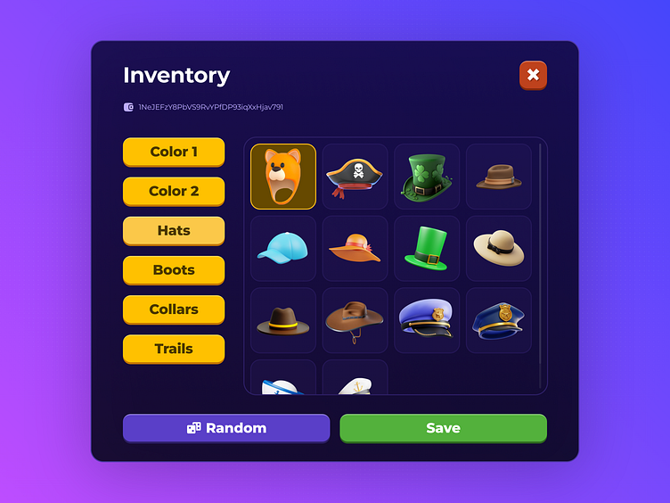 Inventory screen NFT Cartoon Game by Oleh Tsykhonia on Dribbble