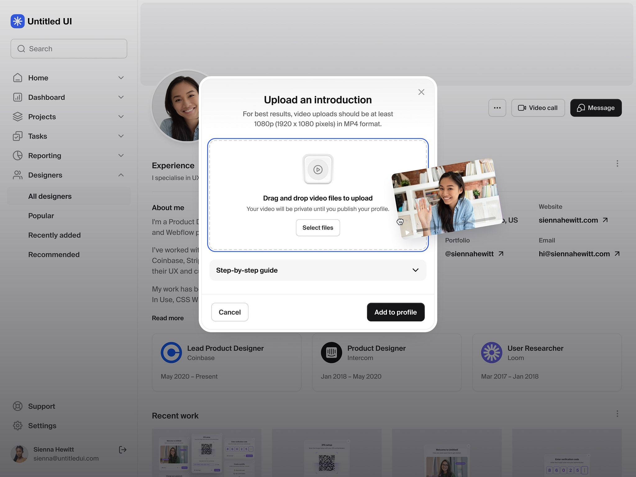 Upload video — Untitled UI by Jordan Hughes® on Dribbble
