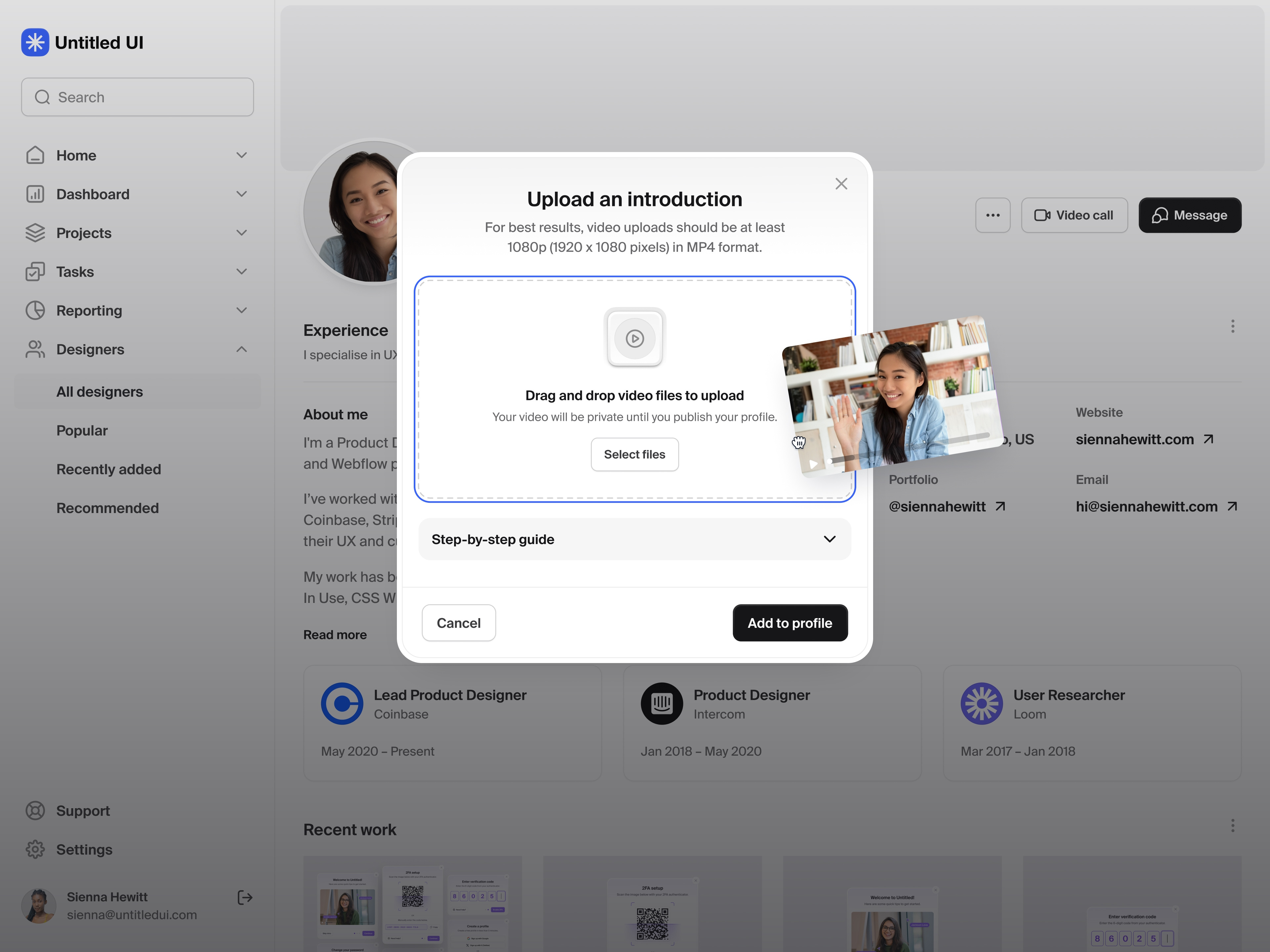 Upload video — Untitled UI by Jordan Hughes® on Dribbble