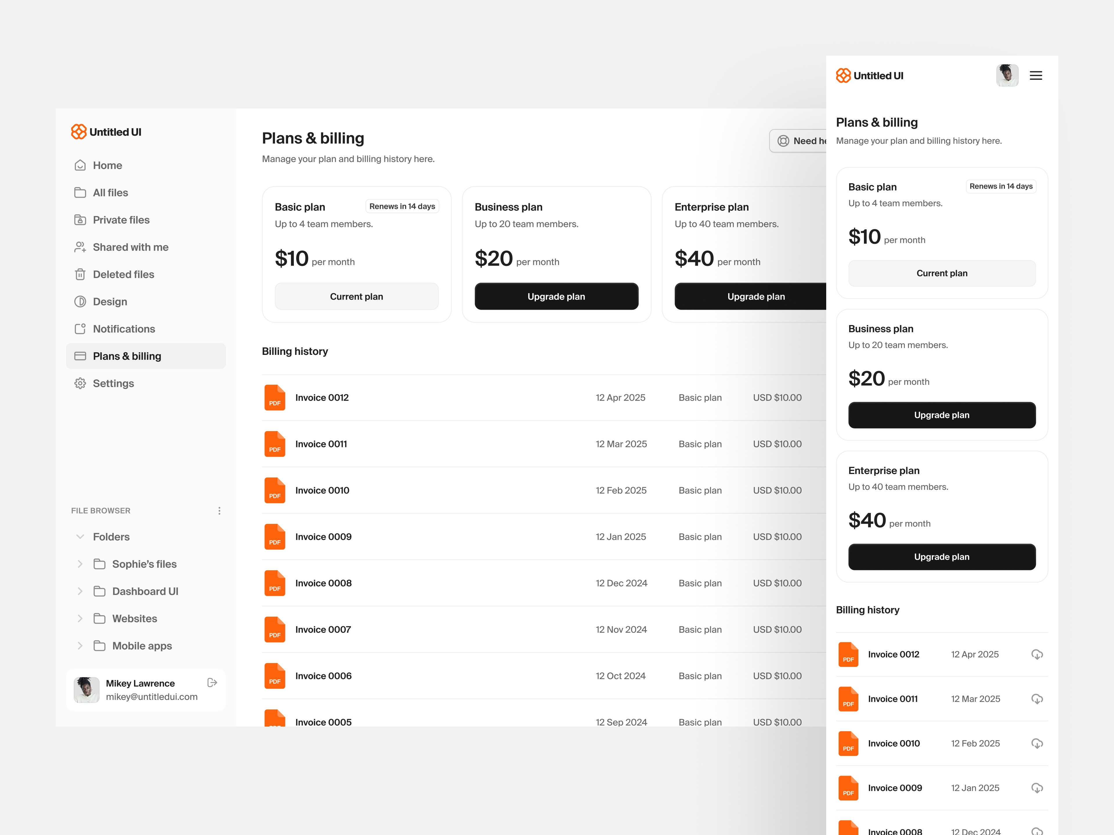 Plans & billing settings — Untitled UI by Jordan Hughes® on Dribbble