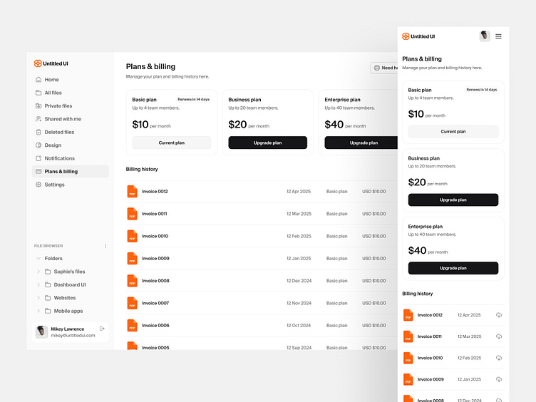 Plans & billing settings — Untitled UI by Jordan Hughes® on Dribbble Plans & billing settings — Untitled UI by Jordan Hughes® on Dribbble