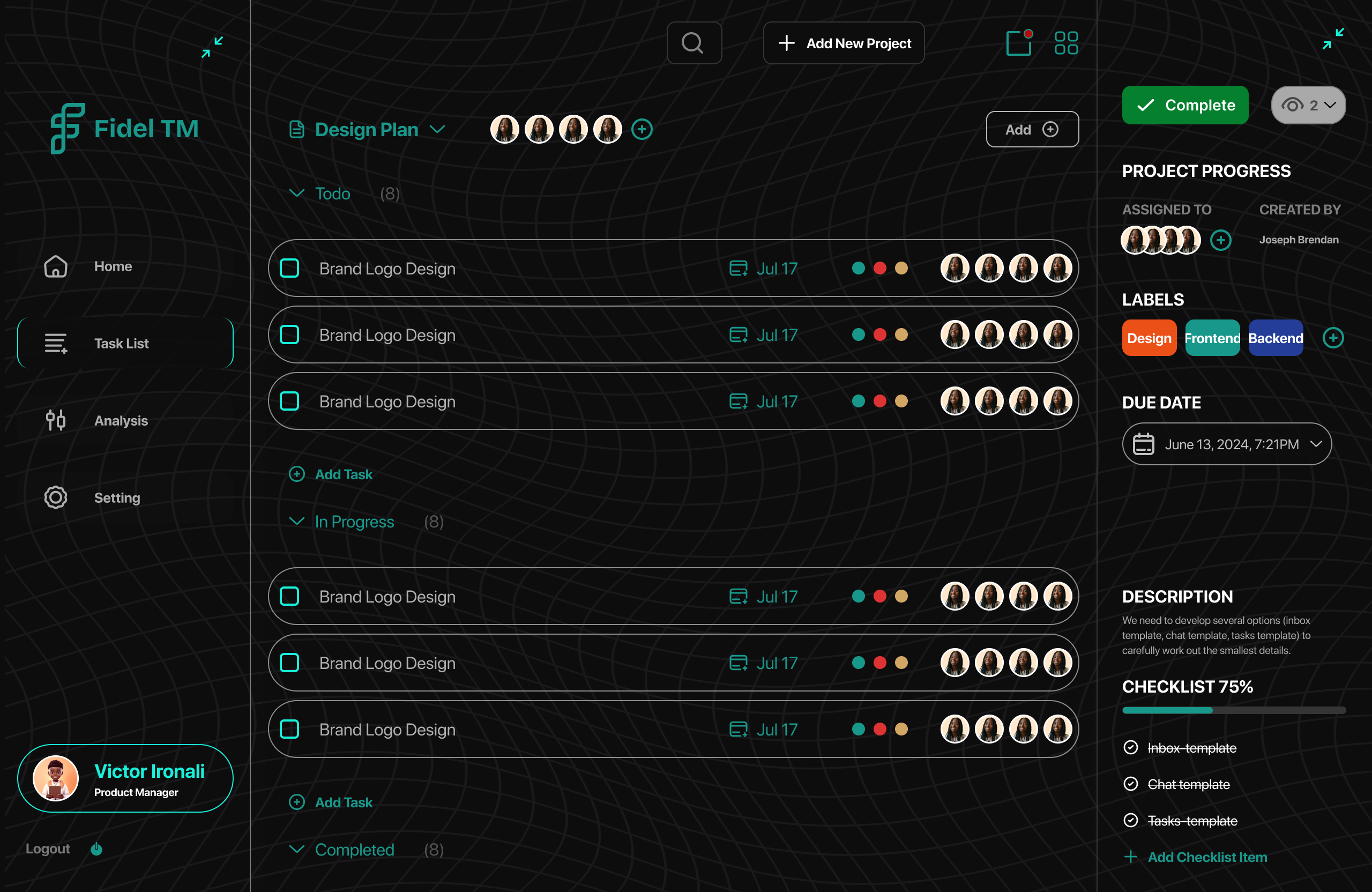 Task Manager Dashboard by Victor Ironali on Dribbble