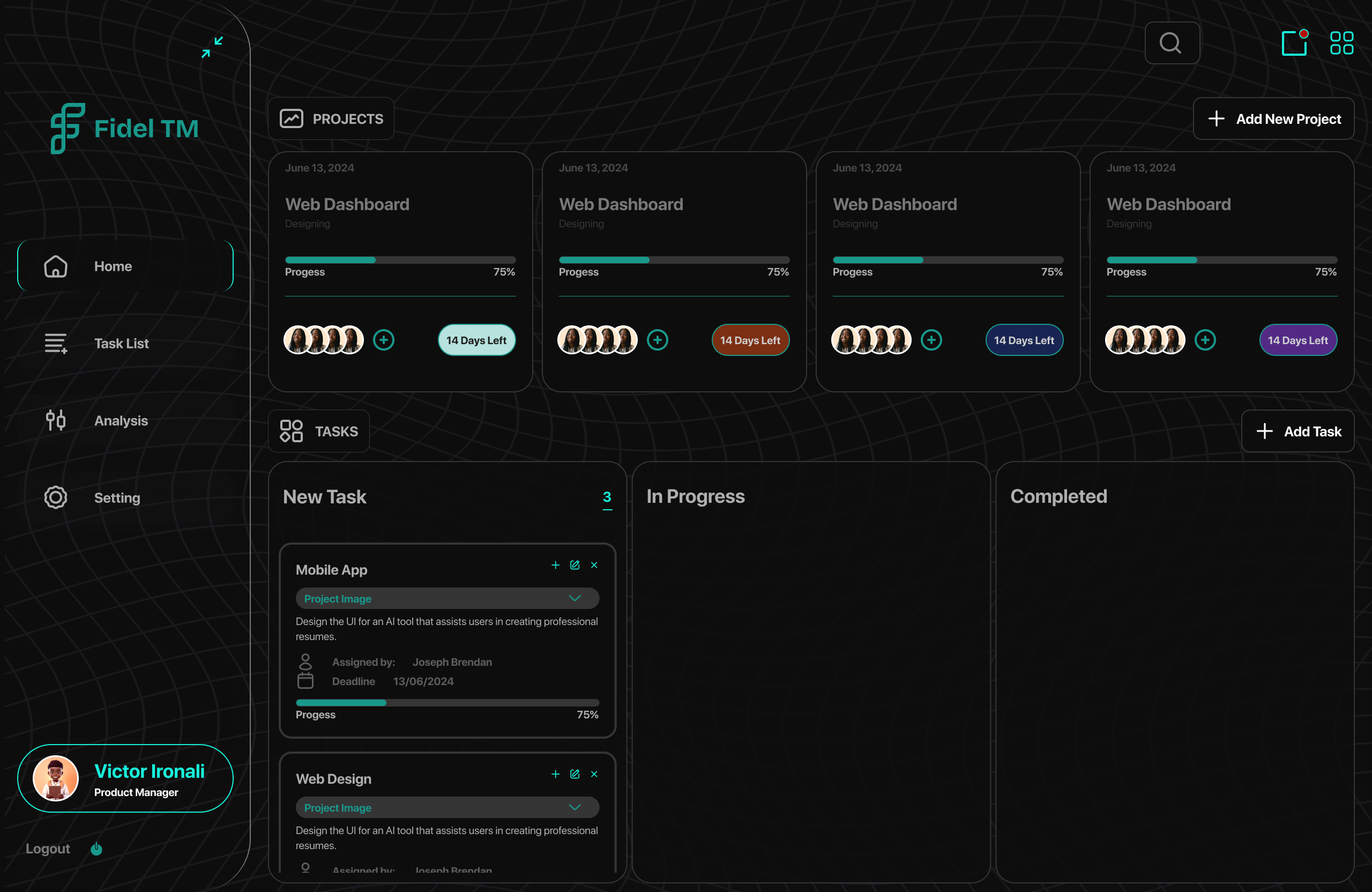 Task Manager Dashboard by Victor Ironali on Dribbble