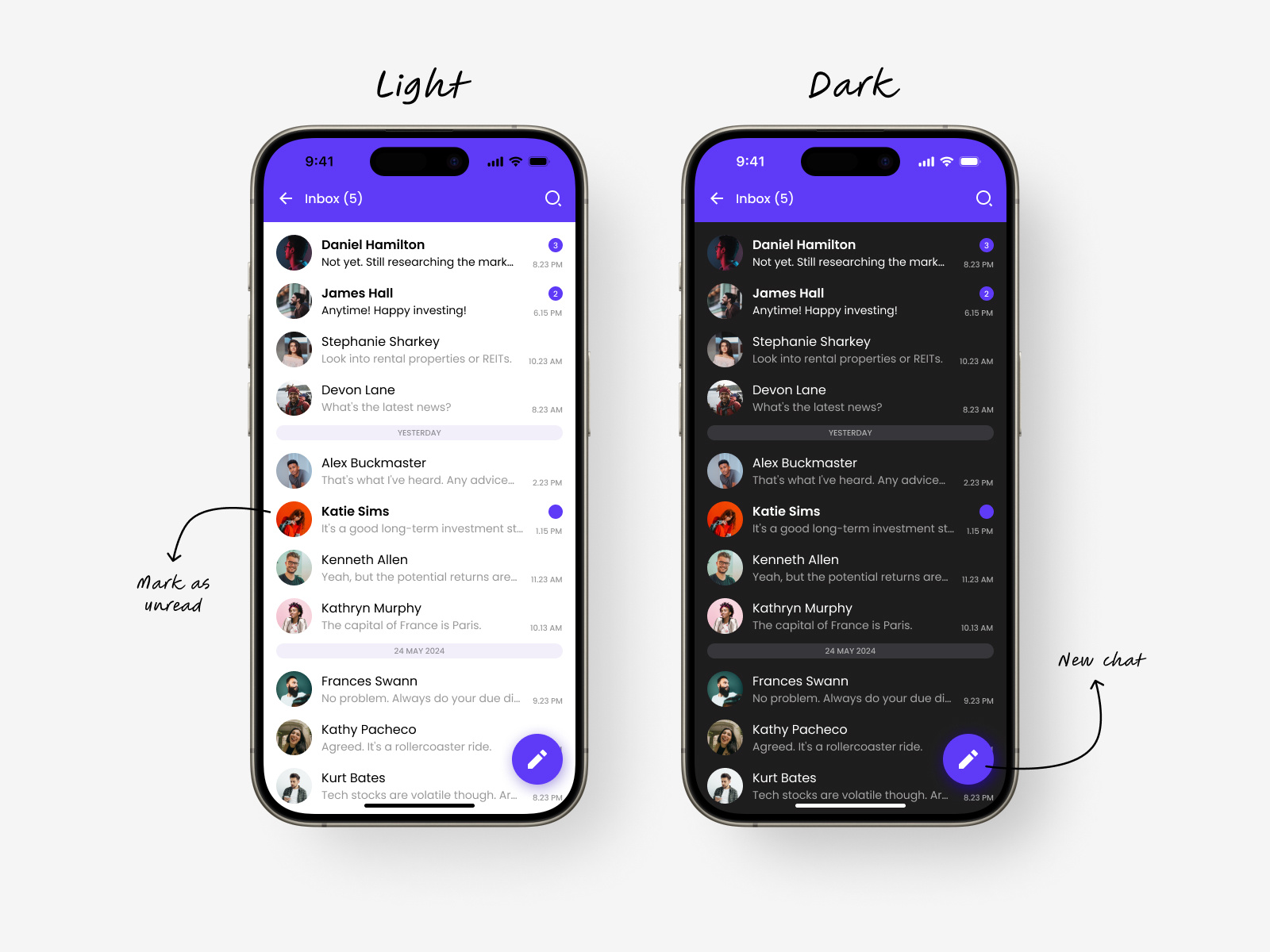Inbox - Chat App by Olivia Permatasari on Dribbble