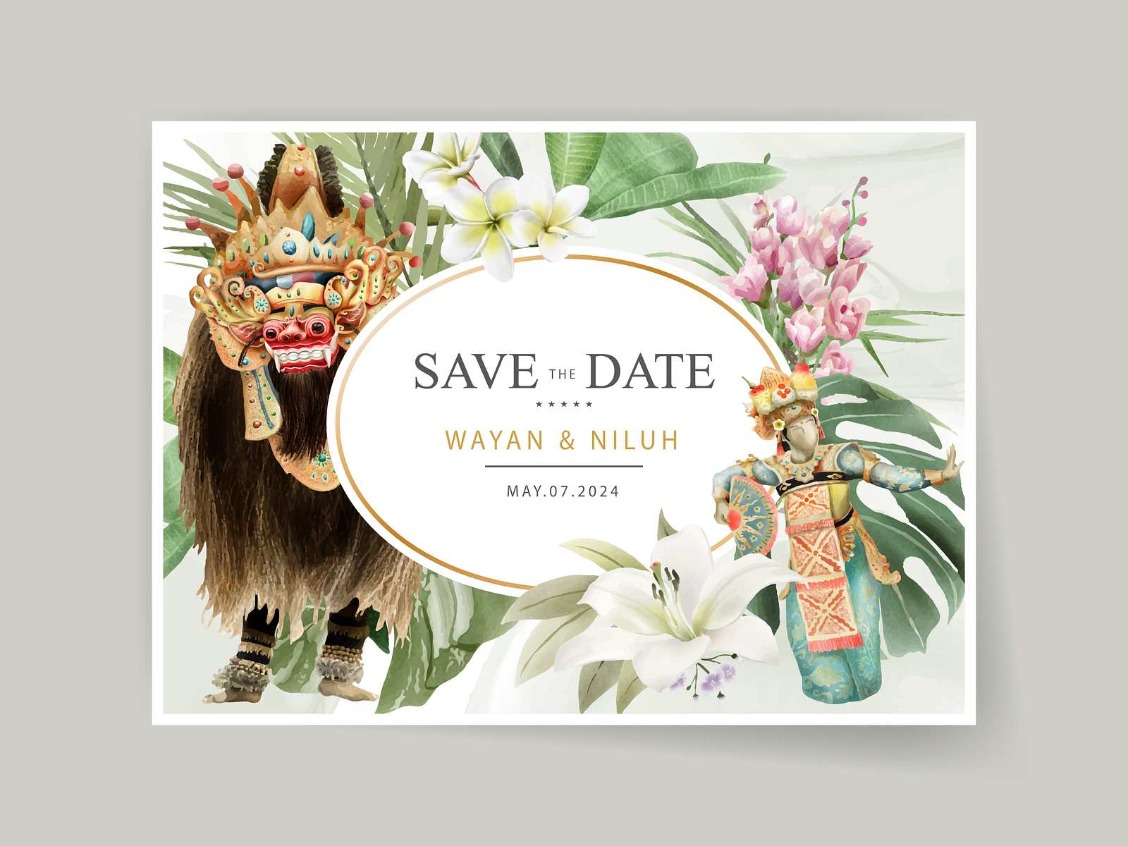 Wedding Card Bali Dancers Illustration by Theresia Linda Odilia on Dribbble