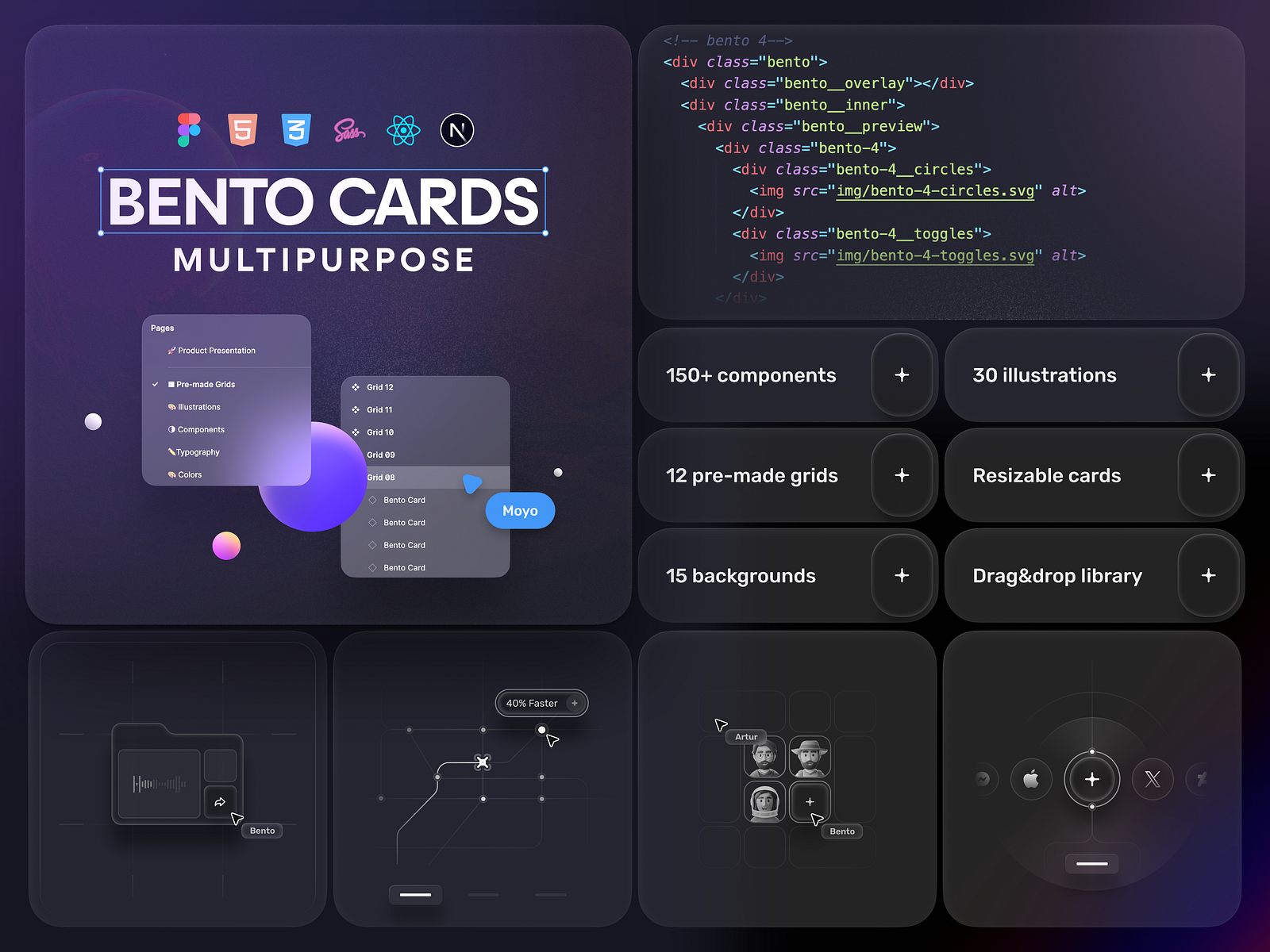 🍱 Bento Cards: Multipurpose – Coded Versions by Tran Mau Tri Tam for ...
