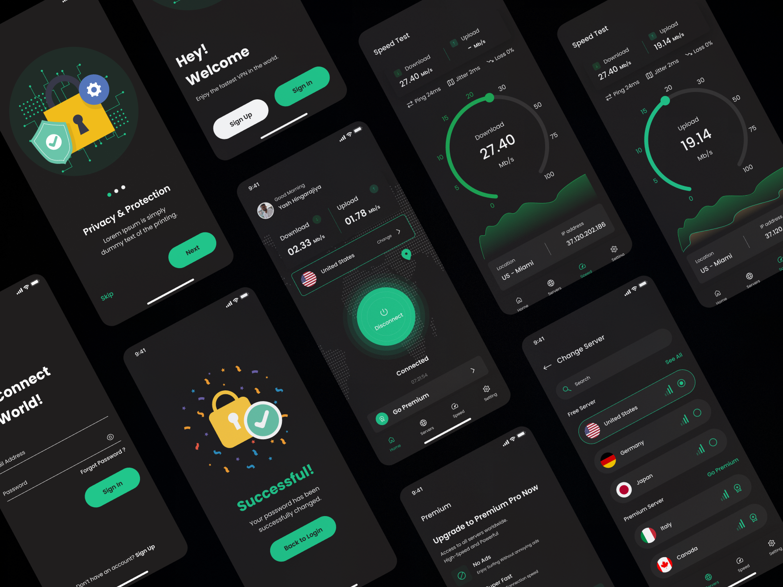 Modern VPN App UI/UX Design Inspiration by Yash Hingarajiya on Dribbble