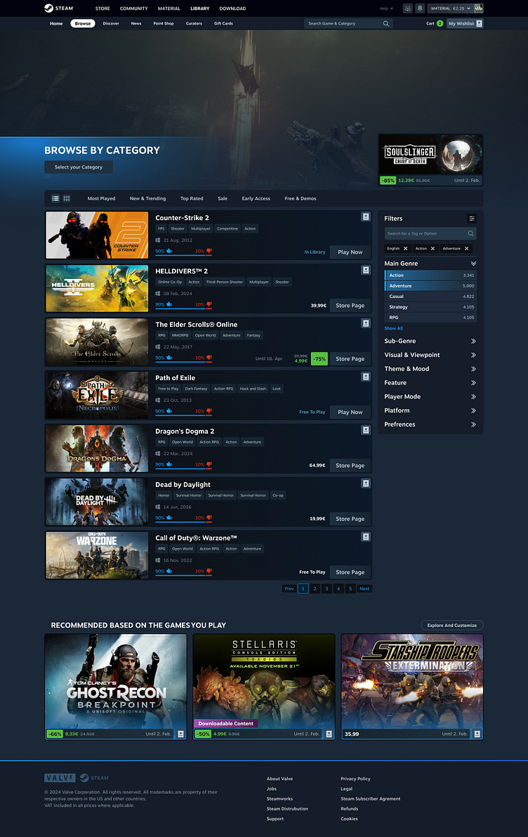 Steam Redesign Pt. 1 by Vadim Huck on Dribbble