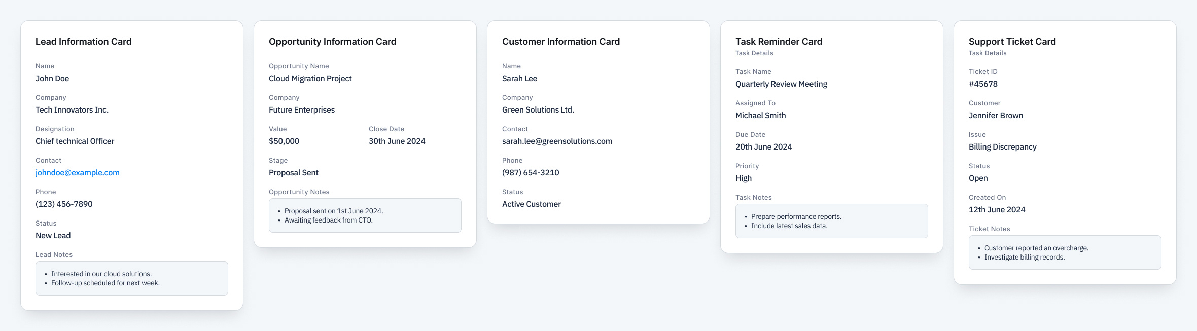 CRM Information Cards by Imran Khattak on Dribbble