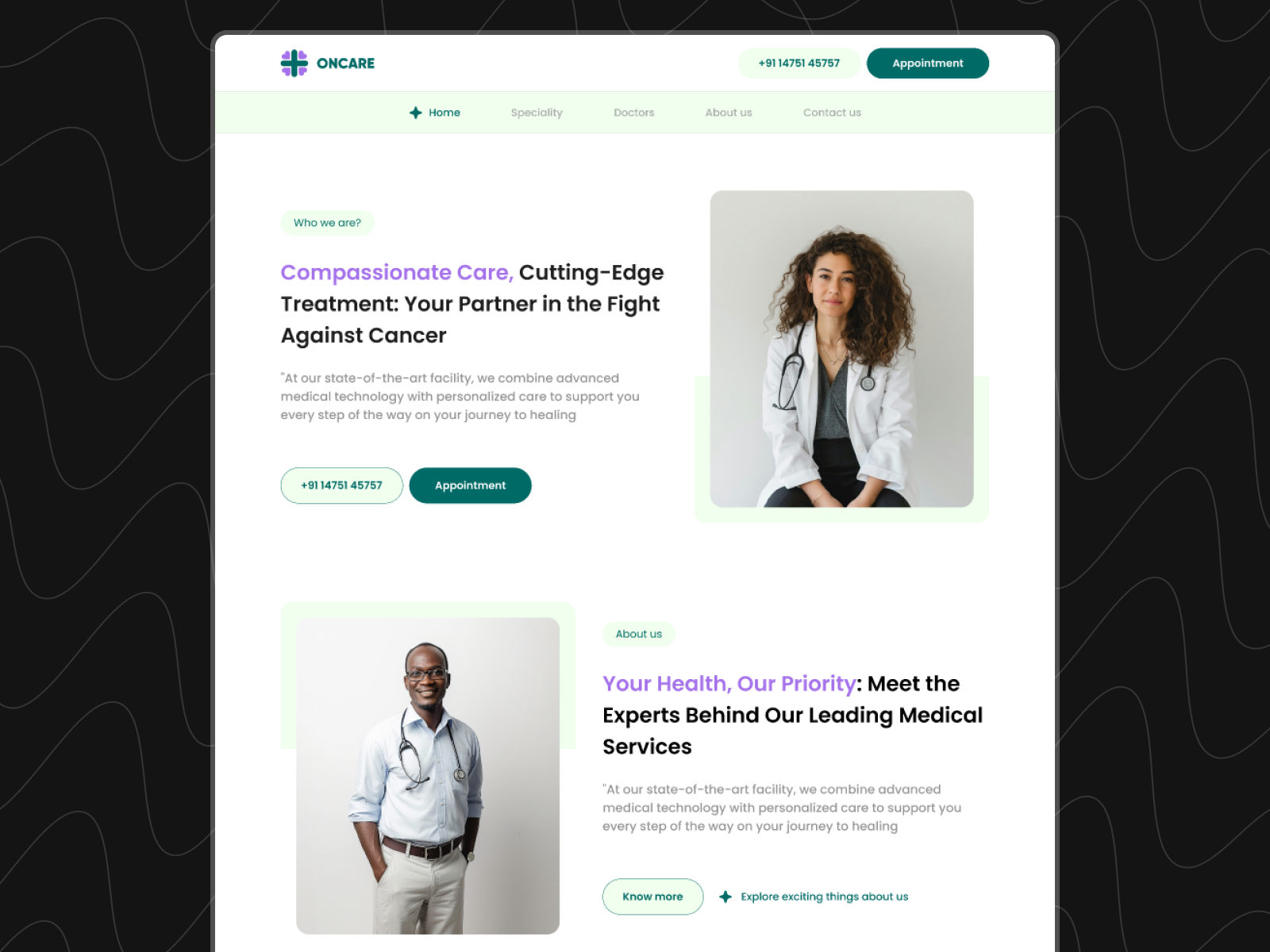Oncare - Hospital website UI by Marasih Design Studio on Dribbble